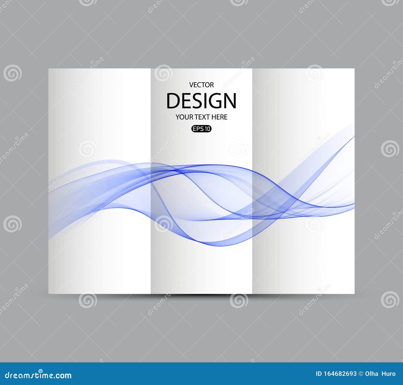 Vector Background with Blue Wave. Booklet Template of 3 Pages Stock ...