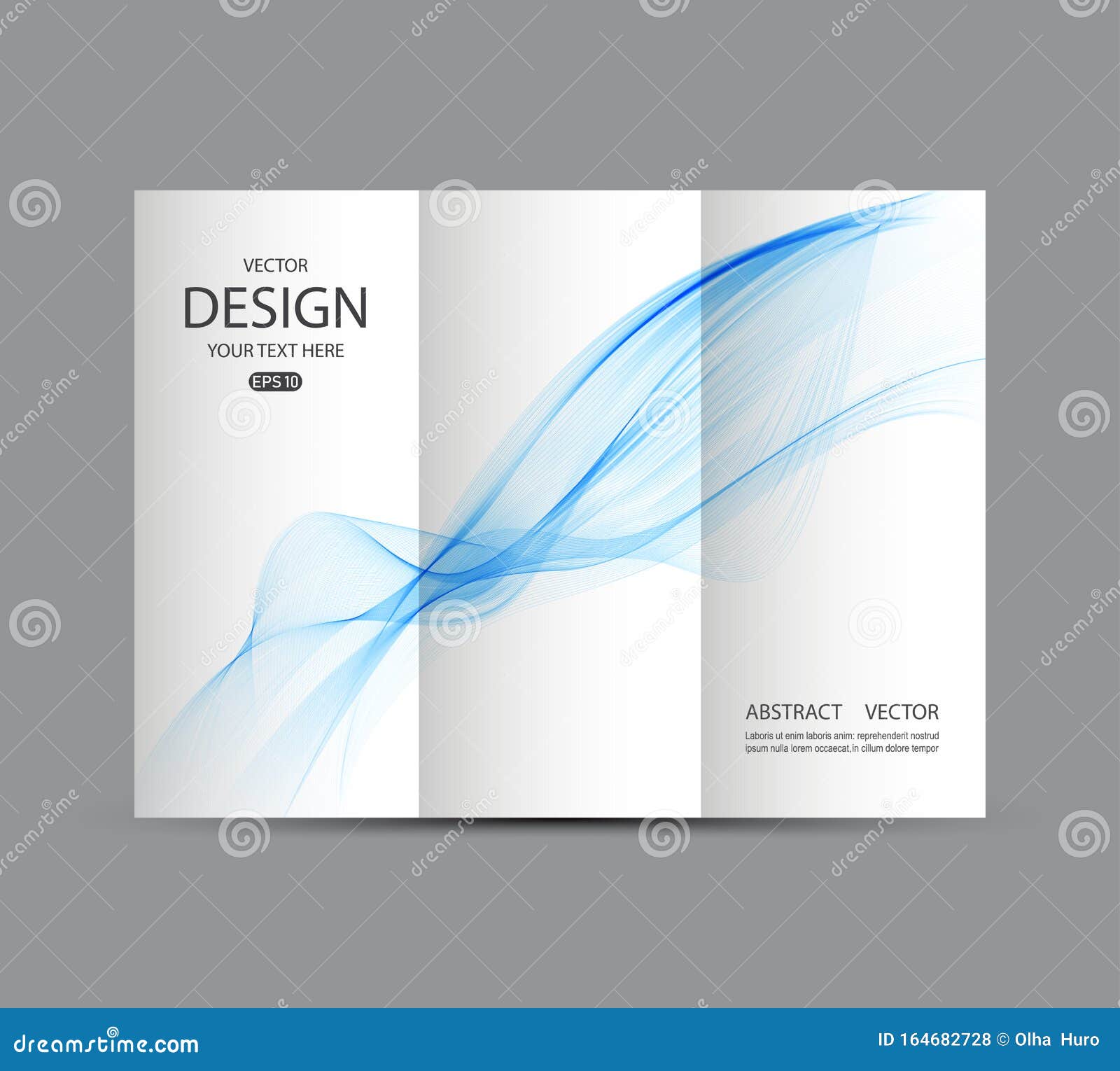 Vector Background with Blue Wave. Booklet Template of 3 Pages Stock ...