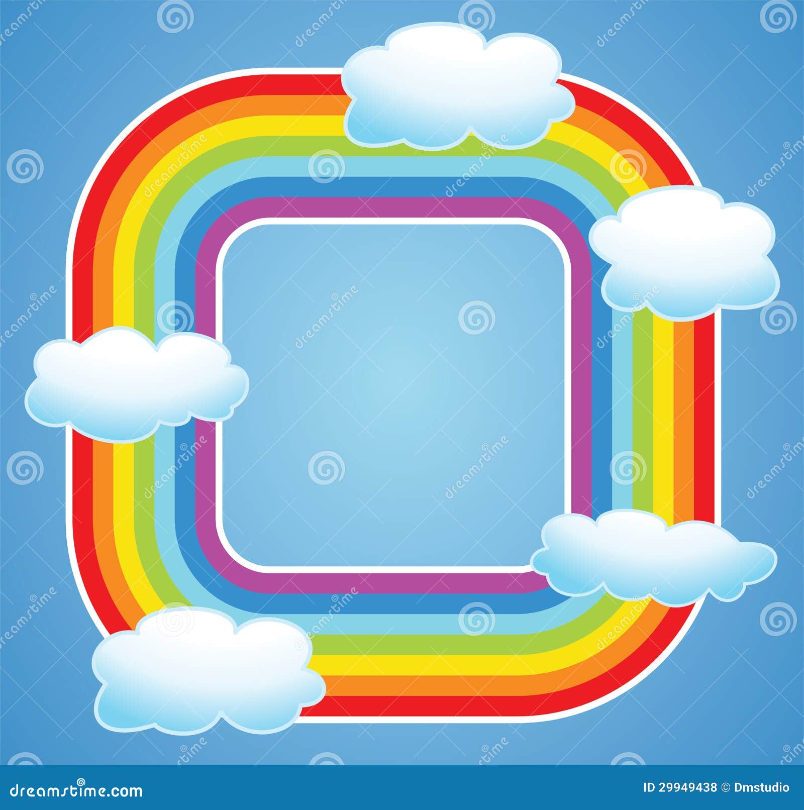 Vector Border of Rainbow and Clouds Stock Vector - Illustration of ...