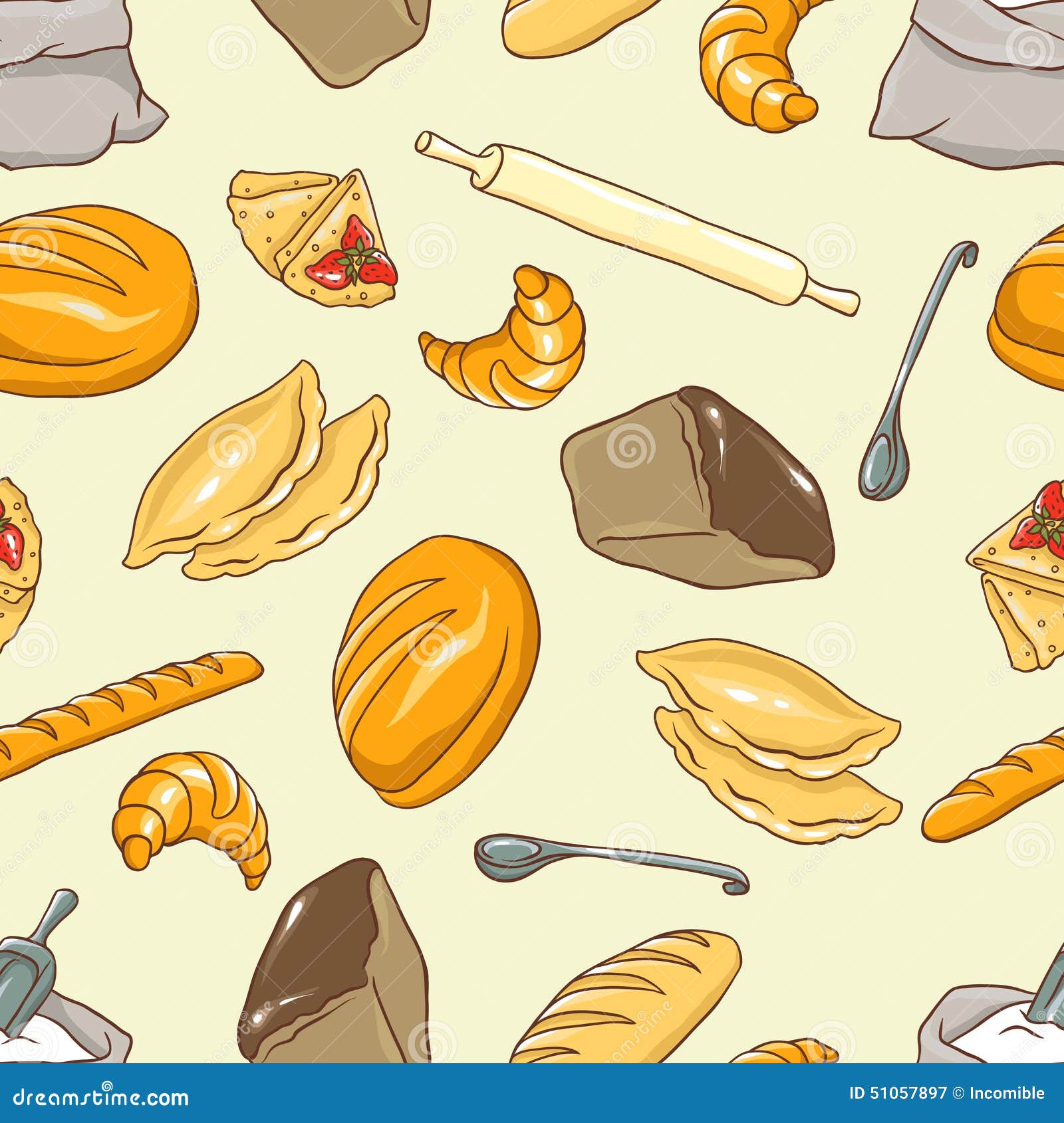 Vector Background on the Bread Theme Stock Vector - Illustration of ...
