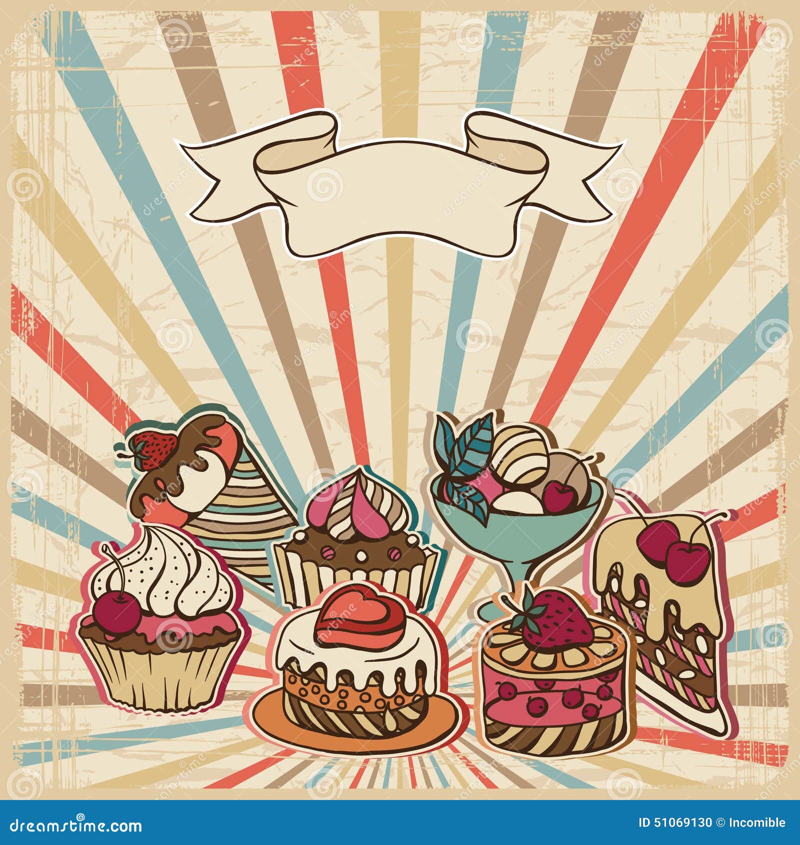 Vector Background with of Cake in Retro Style Stock Vector ...