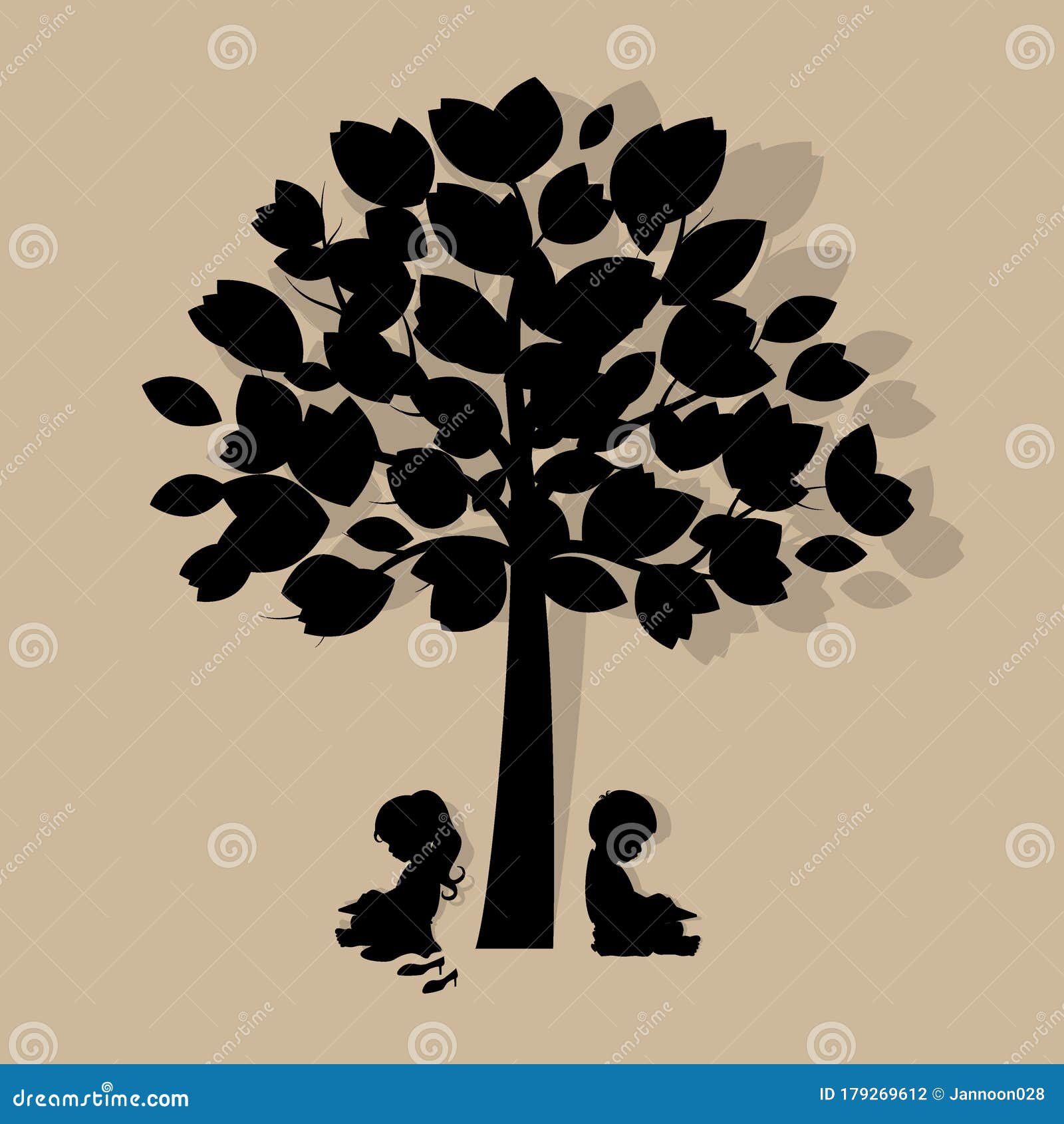 Vector Background with Children Read a Book Under Tree. Vector ... Vector Background with Children Read a Book Under Tree. Vector ...