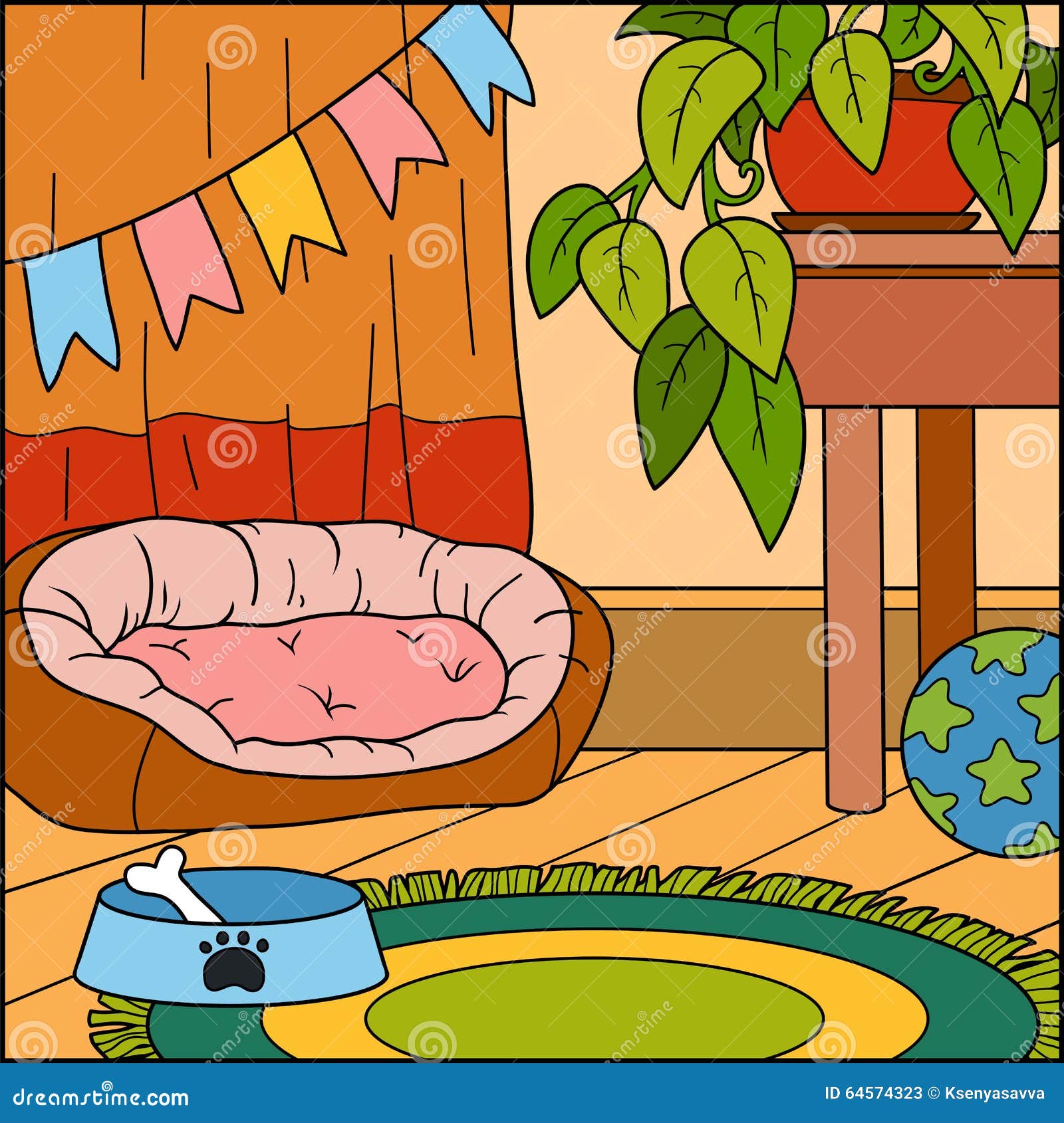 Vector Background, Color Illustration, Room for Dog Stock Vector ...
