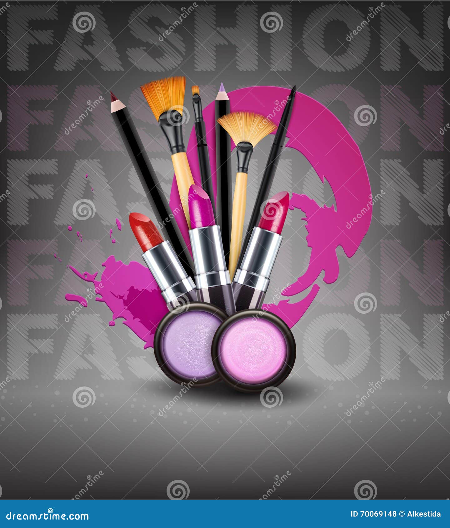 Vector Background with Cosmetics and Make-up Objects. (Flyer Tem Stock ...
