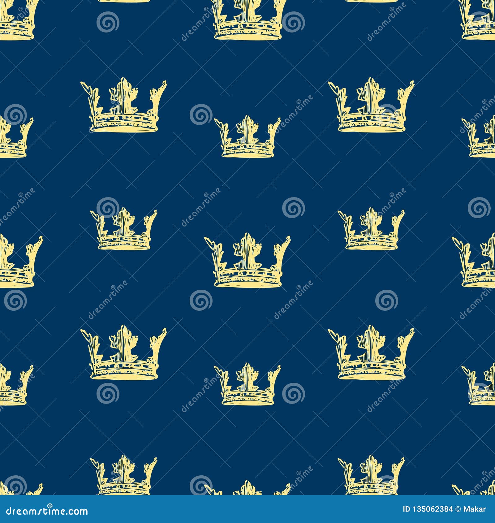 Vector Background of Crown Sketches Stock Vector - Illustration of ...