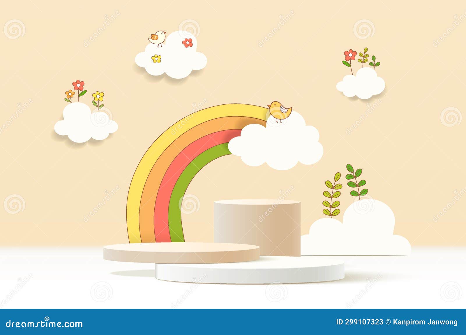 Vector Background with Cute Design in Paper Cut Style Stock ...