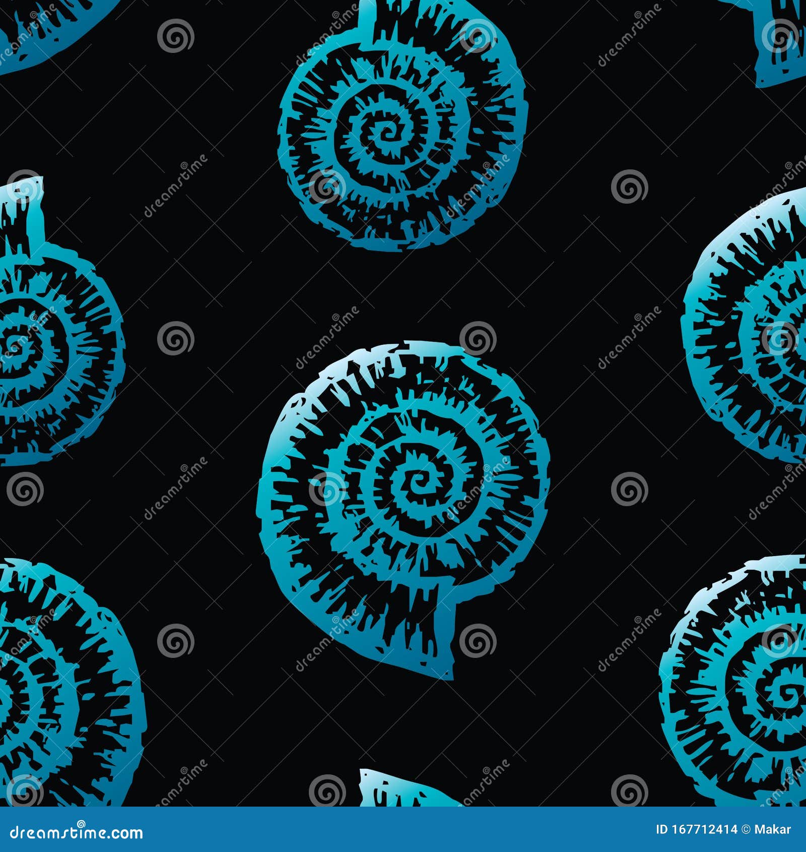 Seamless Pattern of Decorative Nautilus Shell Stock Vector ...