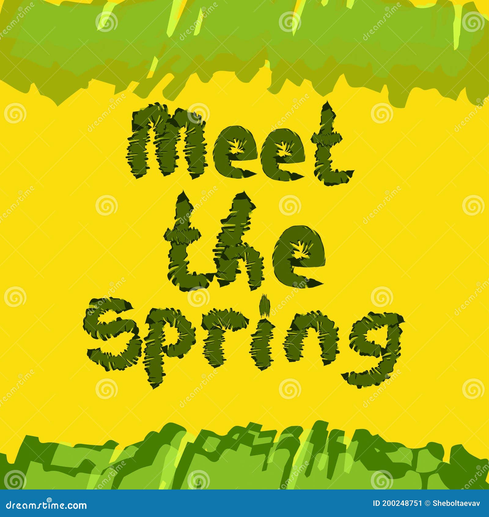 Vector Background with Decorative Text Meet the Spring, on a Bright ...