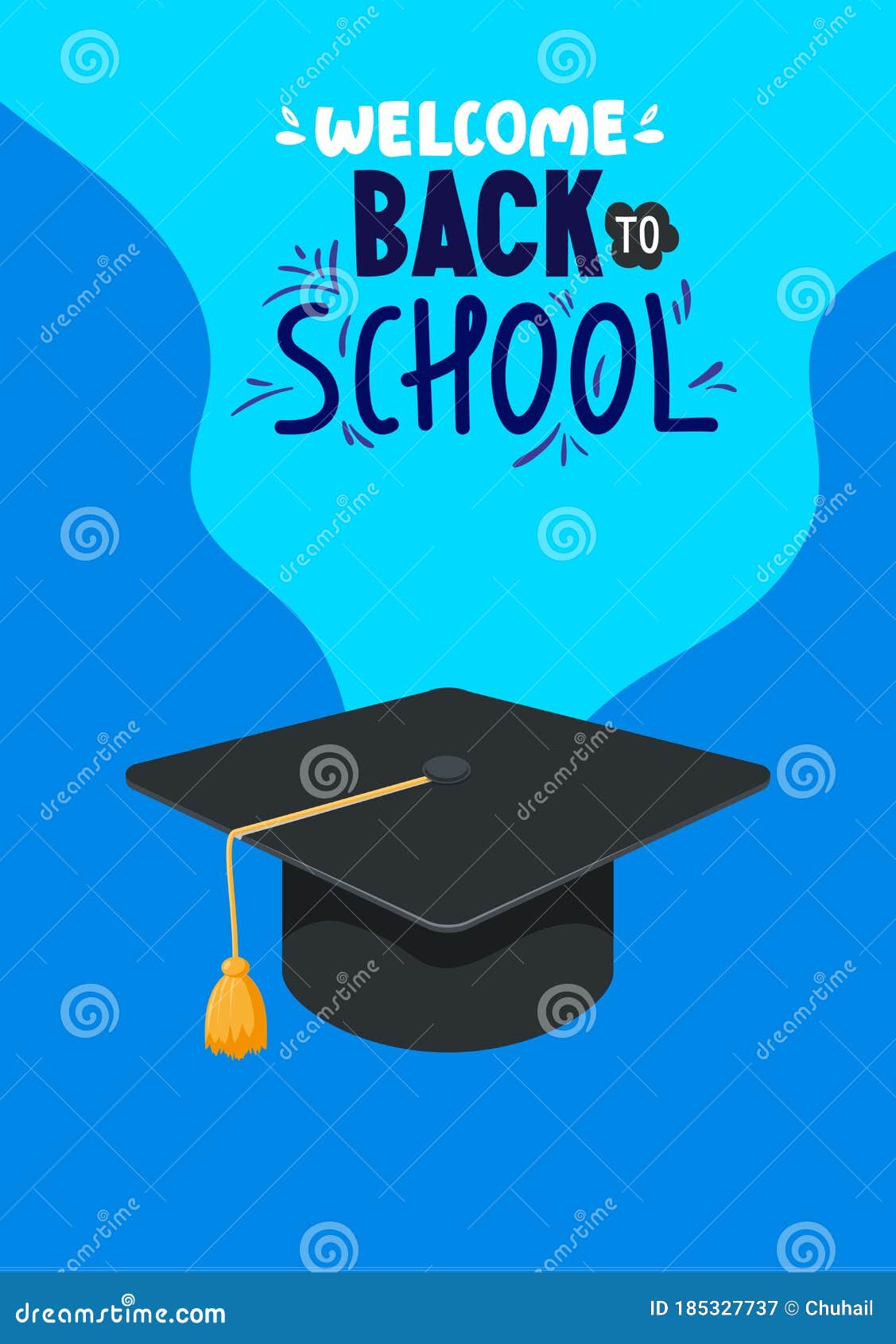 School Poster with Student Hat and Text. Stock Vector - Illustration of ...