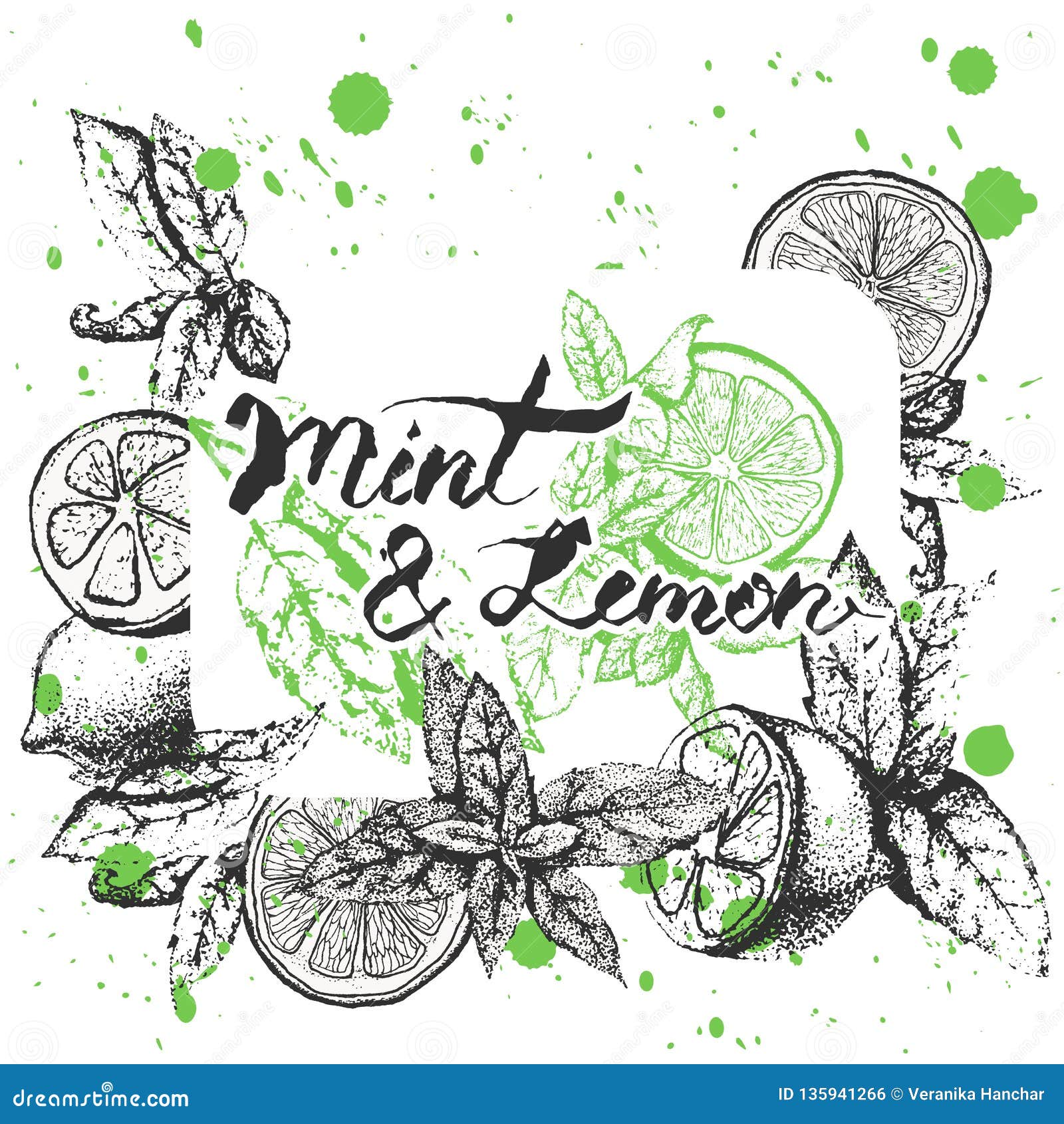 Vector Background Design with Lemon and Mint Stock Vector ...
