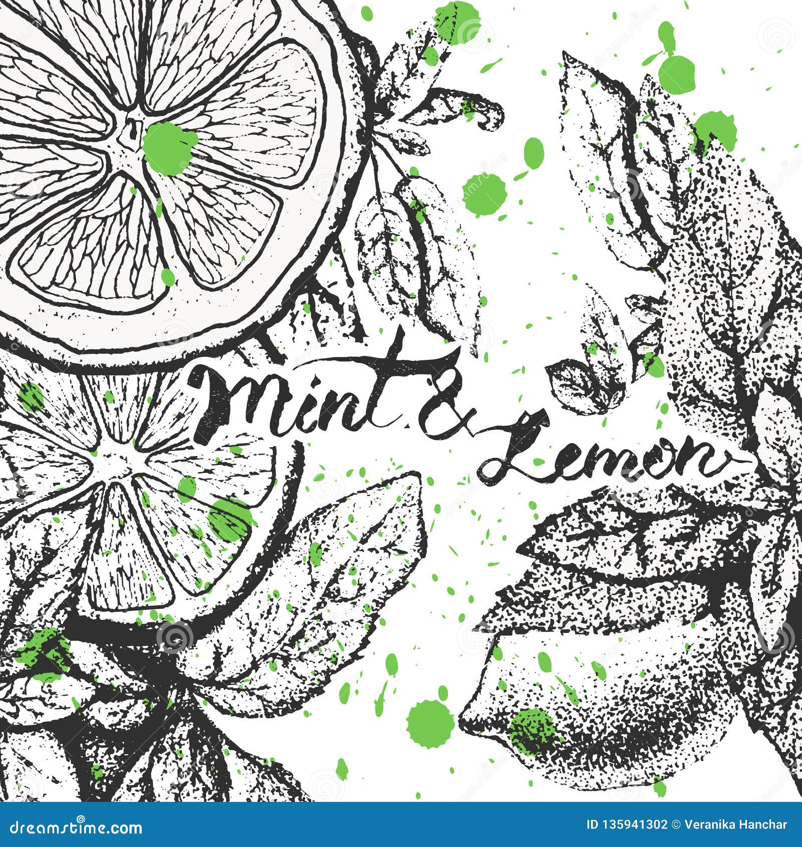 Vector Background Design with Lemon and Mint Stock Vector ...