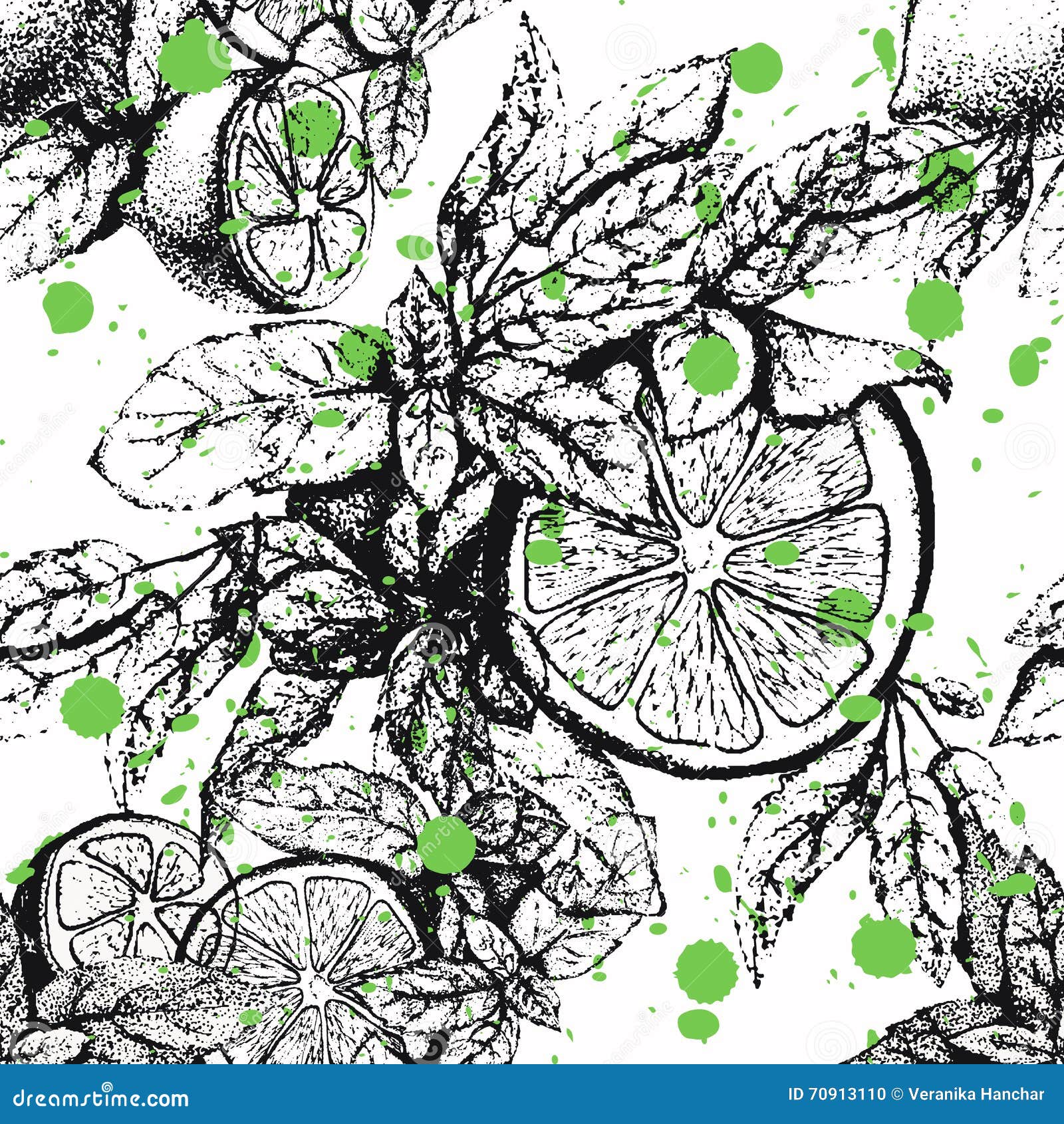 Vector Background Design with Lemon and Mint Stock Illustration ...