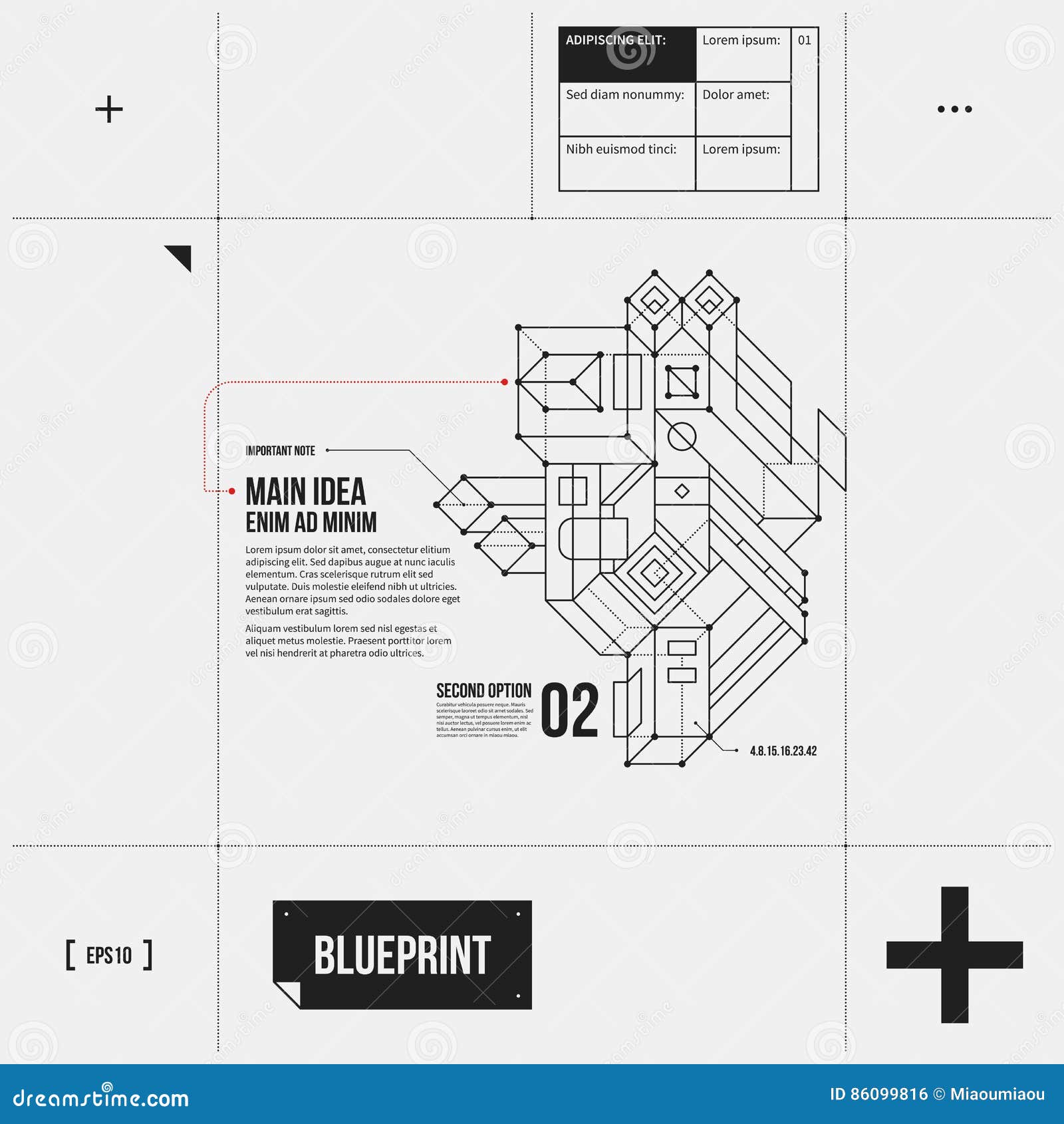 Vector Background in Draft Style with Abstract Object Scheme Stock ...