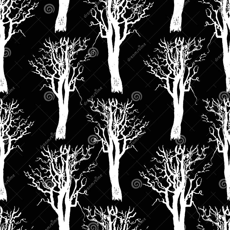 Seamless Patten of Trees Silhouettes Stock Vector - Illustration of ...