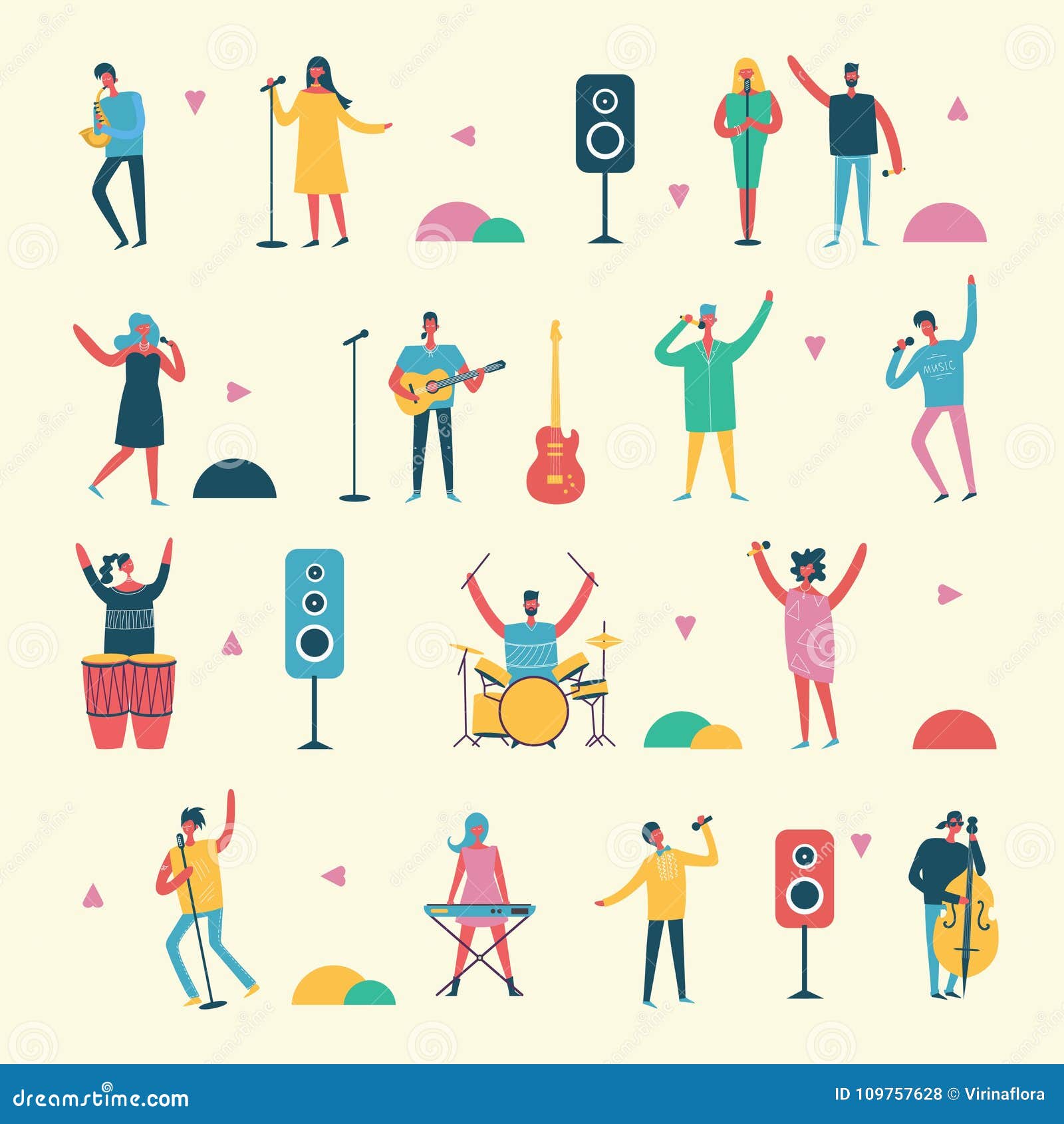Vector Background in a Flat Style of Musicians Stock Vector ...