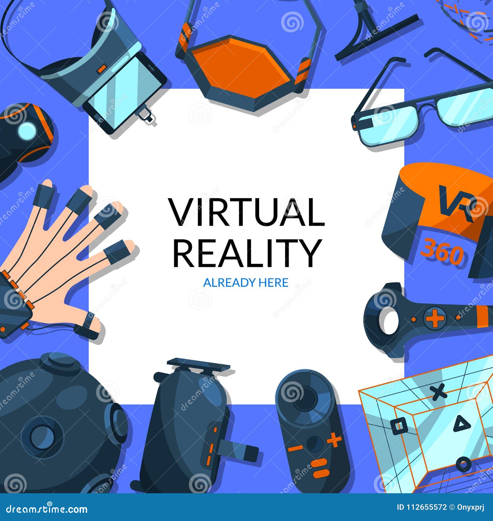 Vector Background with Flat Style Virtual Reality Elements Stock Vector ...