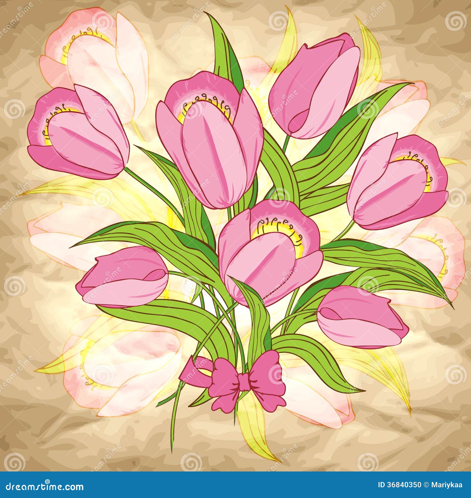 Vector Background with Flowers on Craft Paper Stock Vector ...