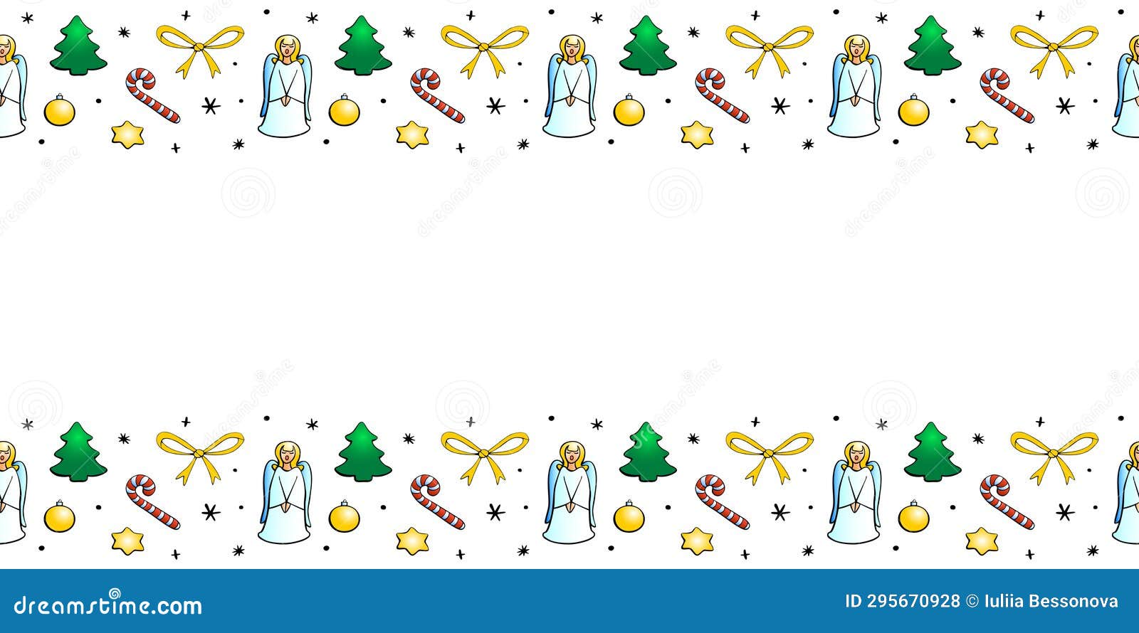 Vector Background, Frame, Border of Christmas Trees, Singing Angels ...