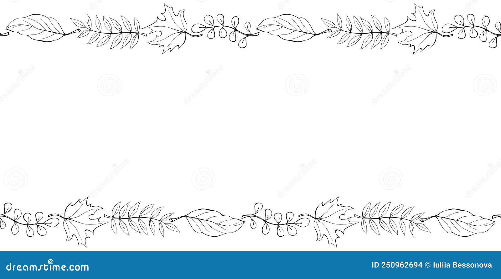 Vector Background, Frame Made of Outline Autumn Leaves on Edges ...