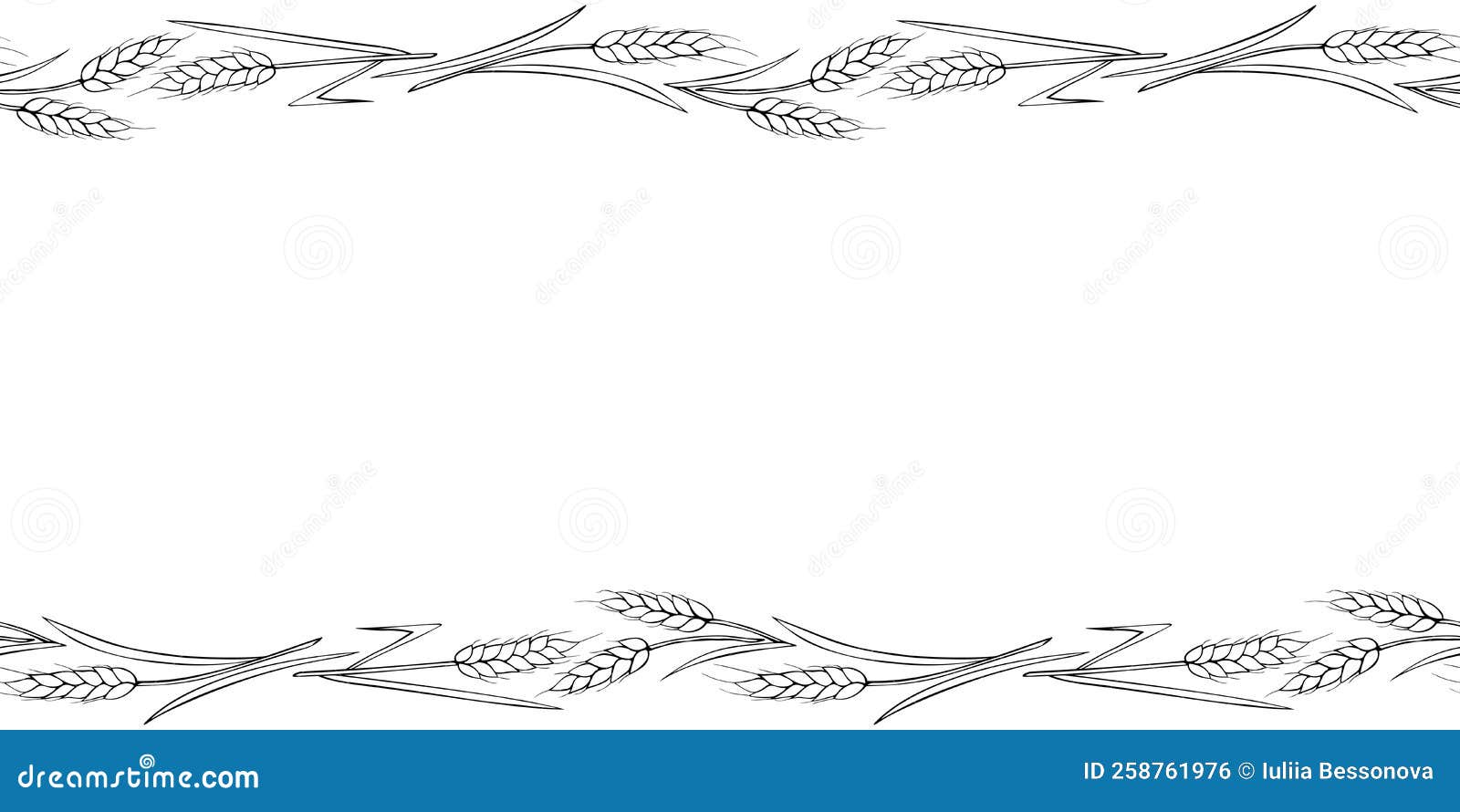 Vector Background, Frame Made of Outline Wheat or Rye Ears in Doodle ...