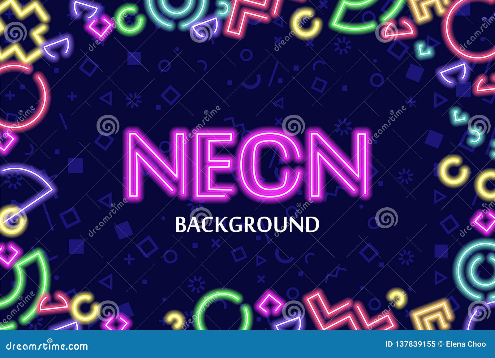 Vector Background Framed with Neon Objects Stock Vector - Illustration ...