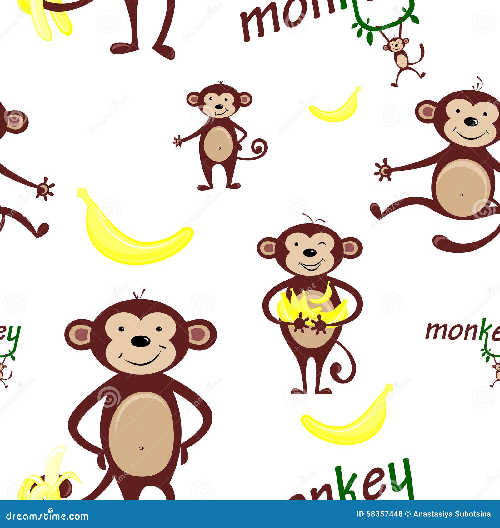 Vector Background. Funny Monkey. Stock Vector - Illustration of donut ...