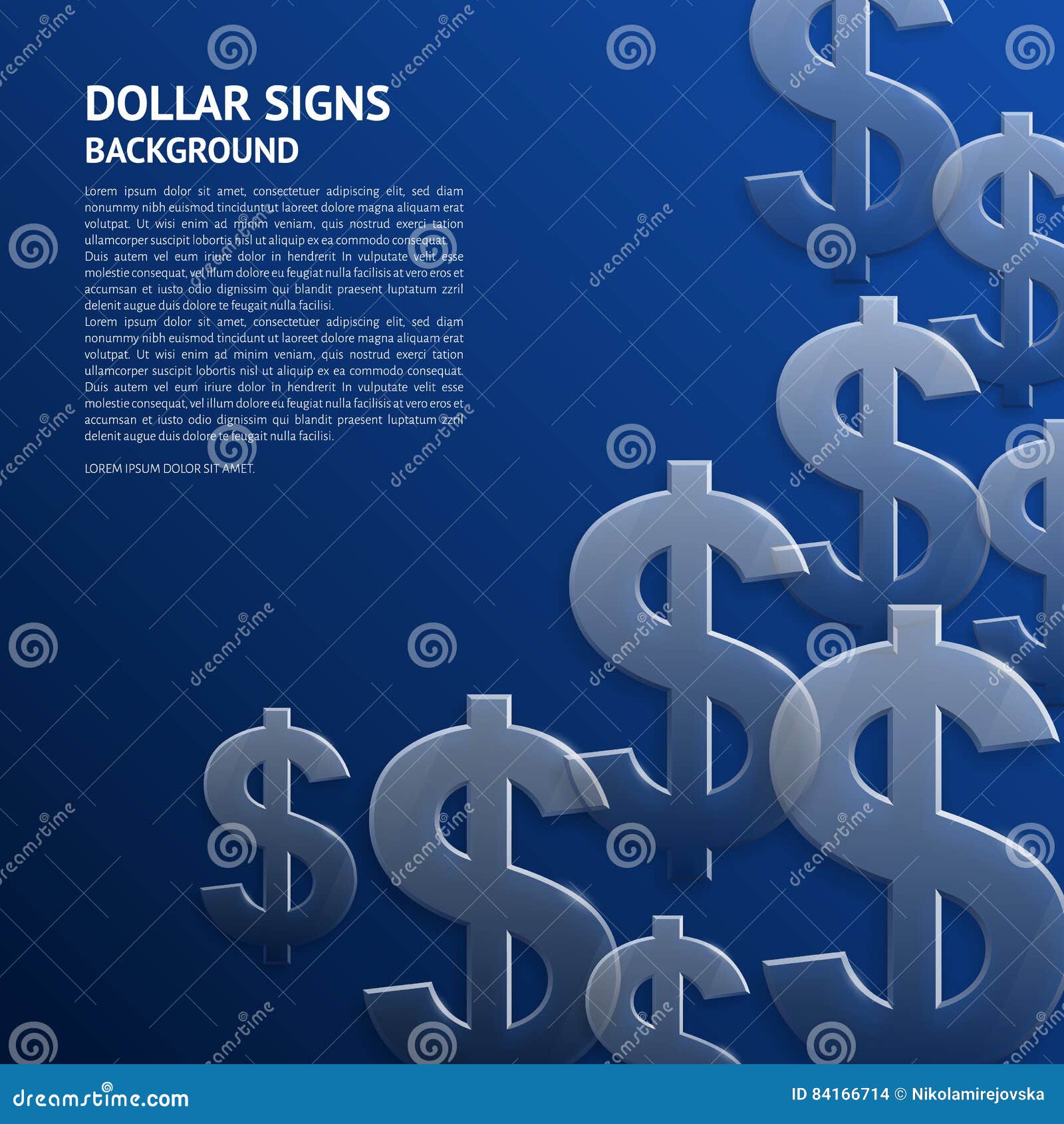 Vector Background with Glossy, Transparent Dollar Signs. Stock Vector ...