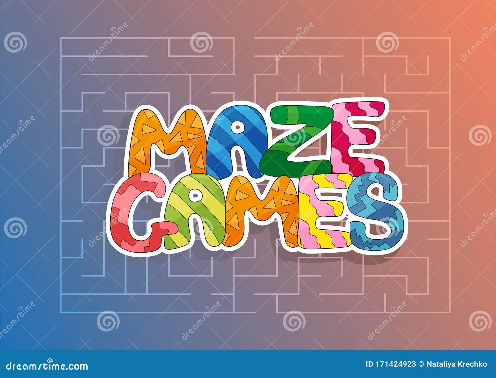 Vector Background with Gradient and Text Maze Games for Cover and ...