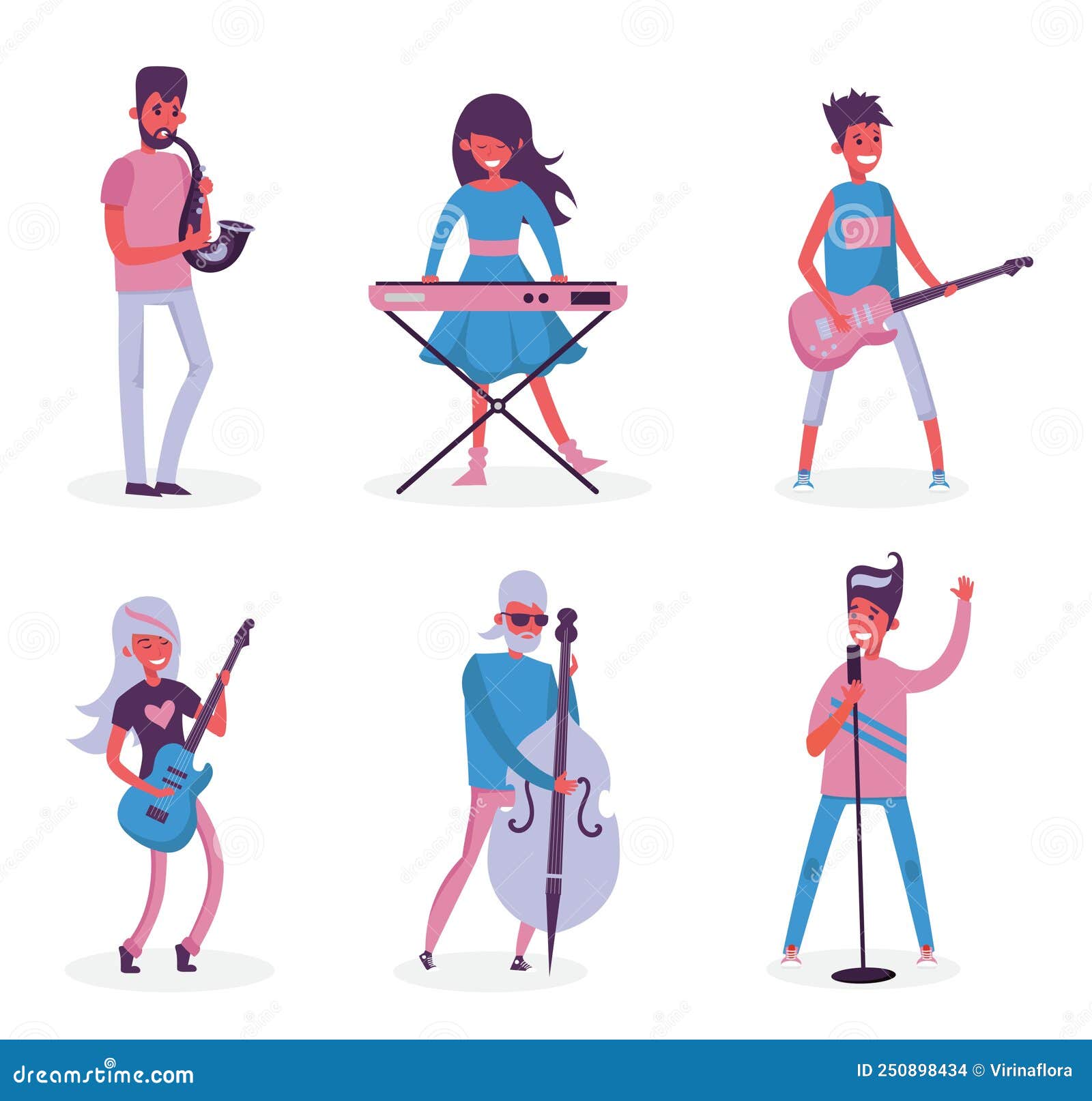 Vector Background of Group of Singing and Playing Music Instrument ...