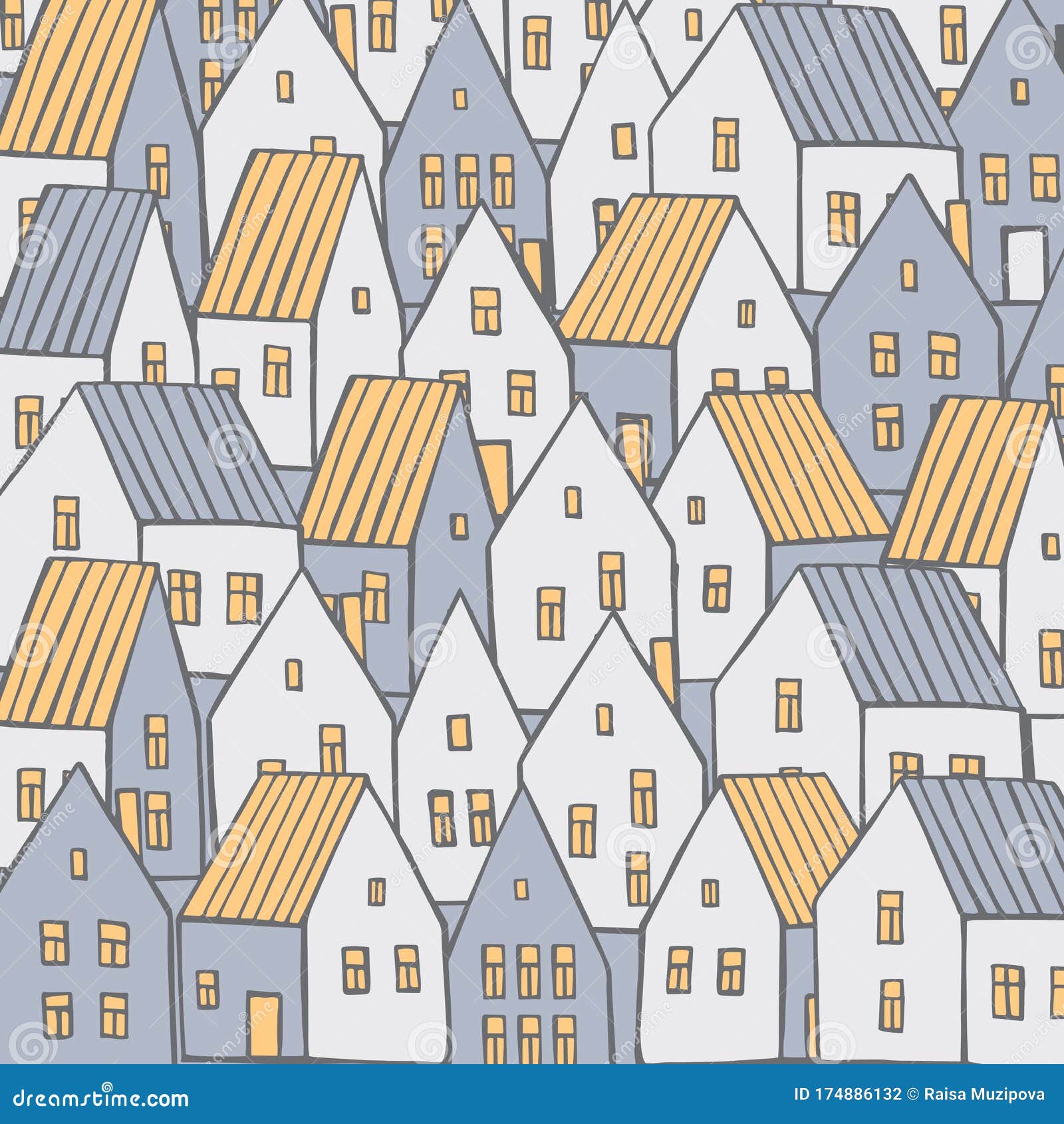Vector Background with Houses. Sketch Illustration Stock Vector ...
