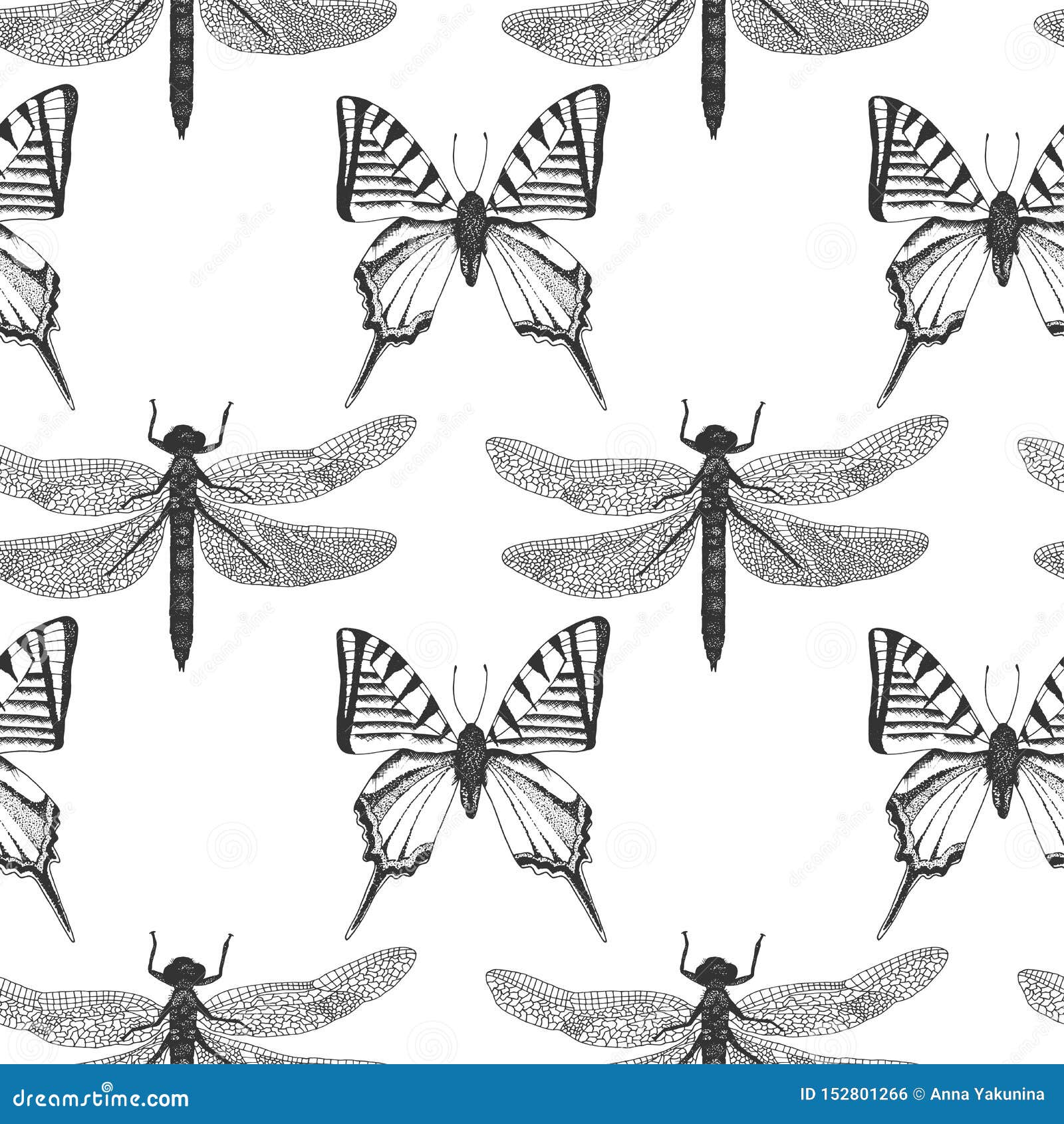 Vector Background with Hand Drawn Insect Illustrations Stock Vector ...