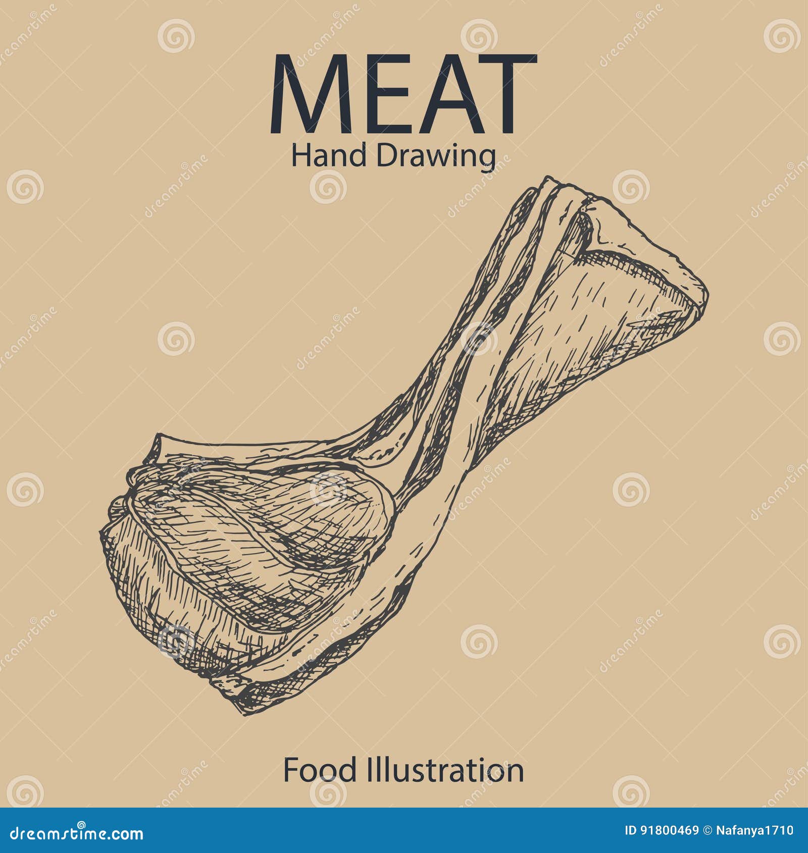 Vector Background of Hand Drawn Meat Stock Vector - Illustration of ...