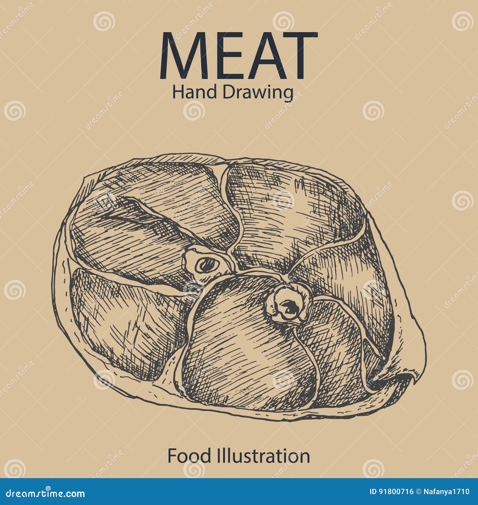 Vector Background of Hand Drawn Meat Stock Vector - Illustration of ...