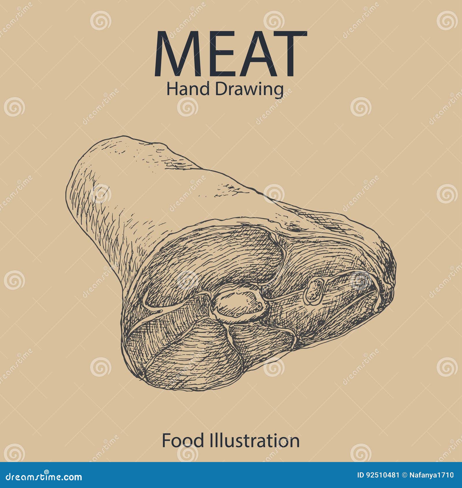 Vector Background of Hand Drawn Meat Stock Vector - Illustration of ...