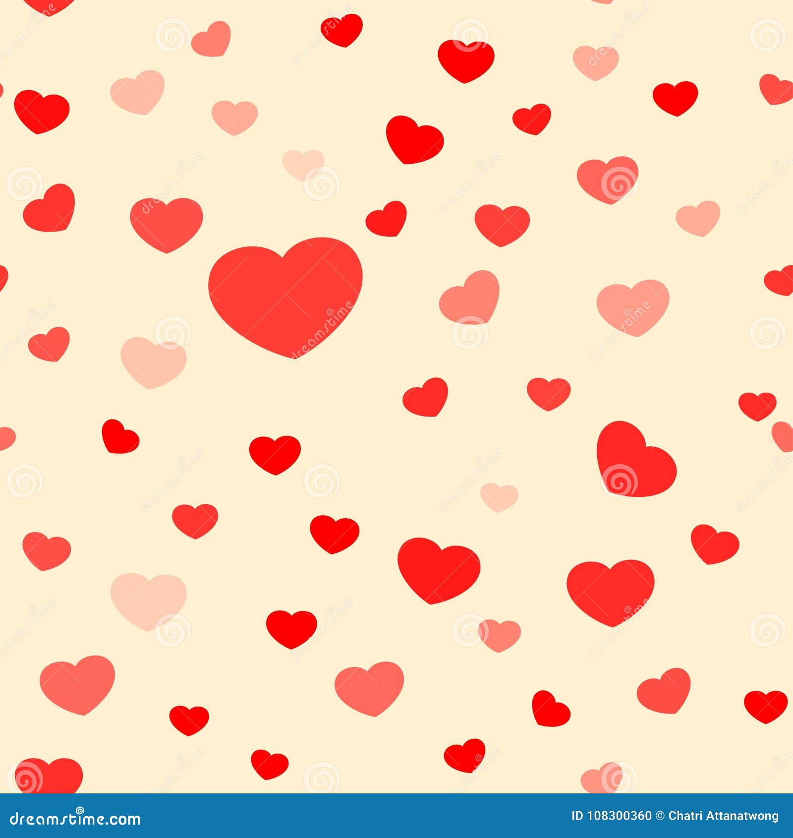 Vector Background of Heart Shape Pattern Seamless Random Repeat Vintage Tone Stock Vector ...