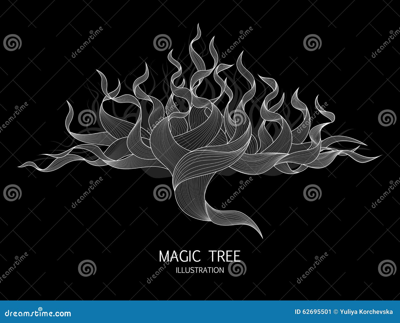 Vector Background Illustration with Magic Tree Stock Vector ...