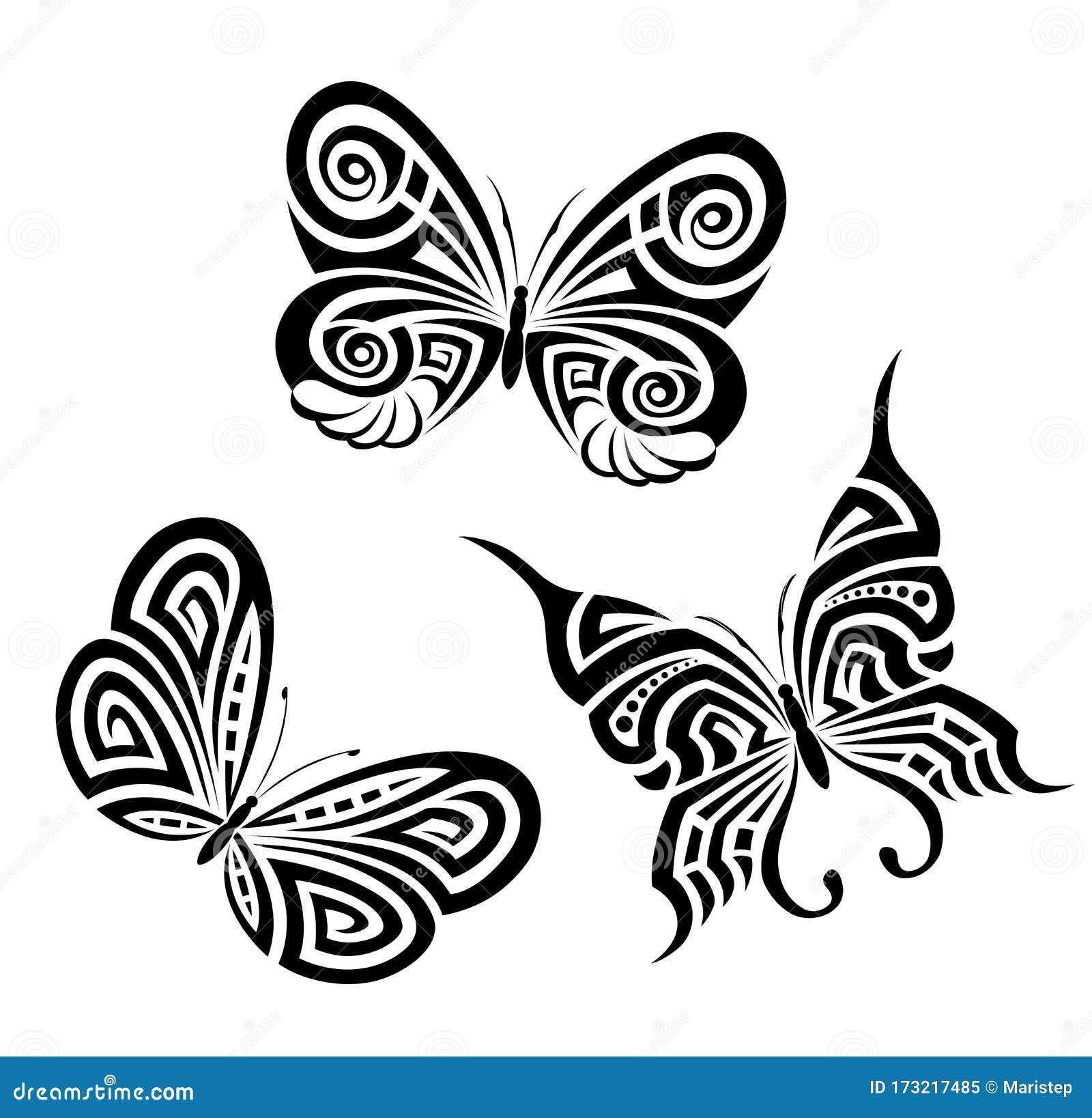 Tribal Butterflies - Tattoo - Vector Format | CartoonDealer.com #22217307