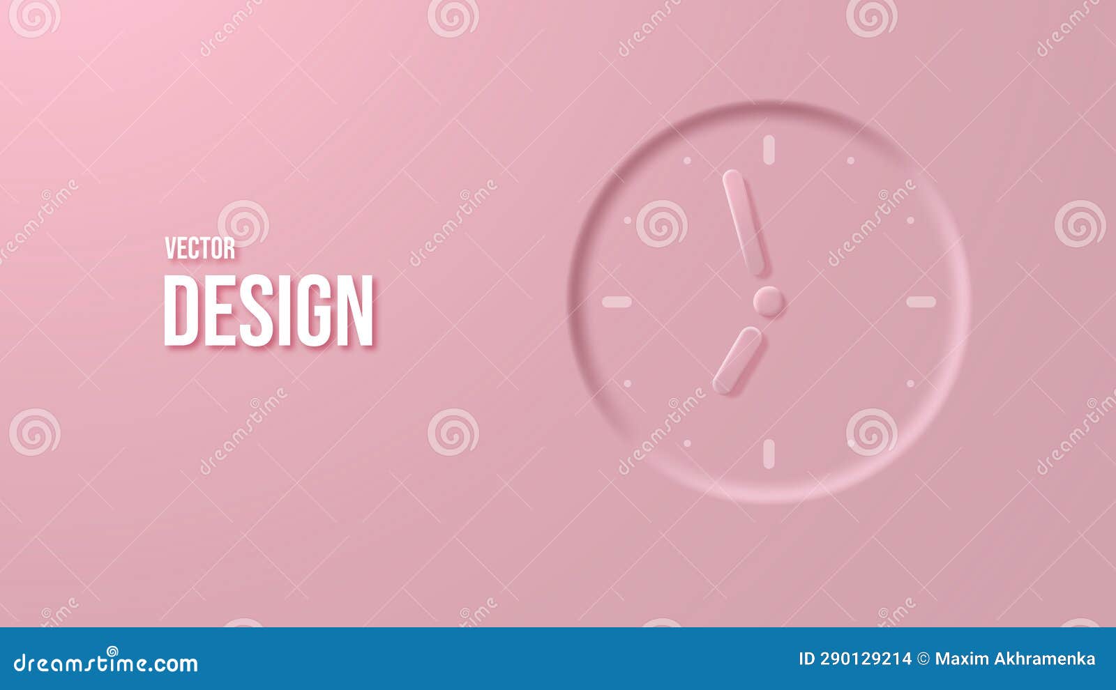 Vector Background with a Large Dial Clock on a Pink Background. Stock ...