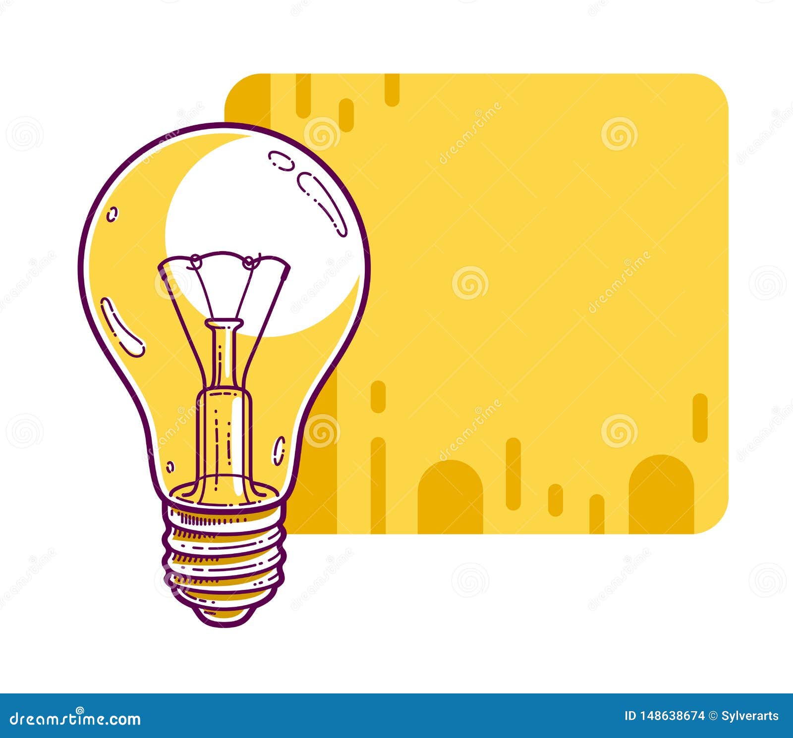 Vector Background with Light Bulb Lamp and Copy Space for Text ...