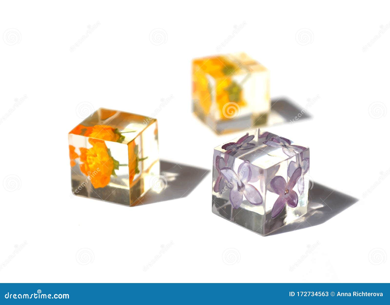 Vector Background Made Transparent Cubes with Colorful Flowers. Stock ...