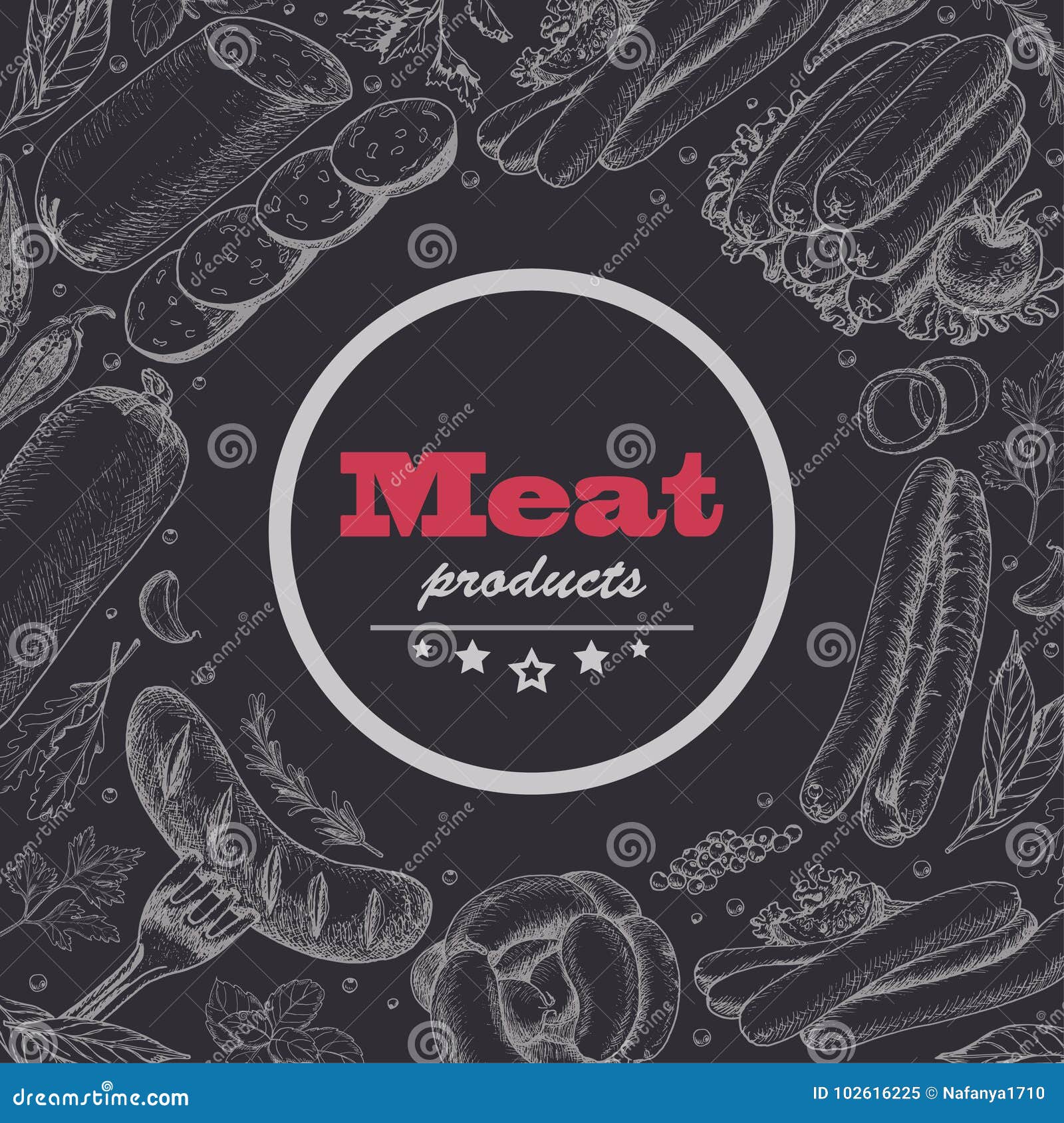 Vector Background with Meat Products Stock Vector - Illustration of ...