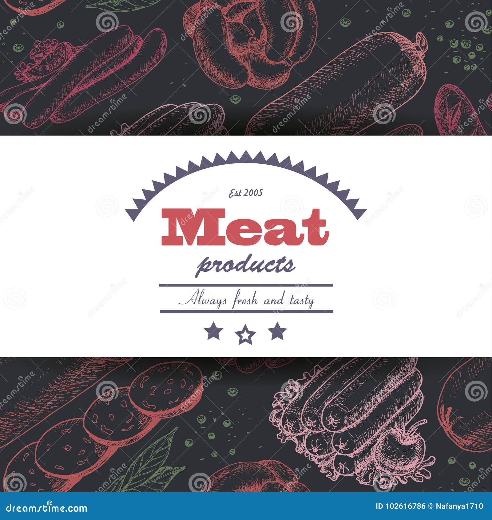 Vector Background with Meat Products Stock Vector - Illustration of ...
