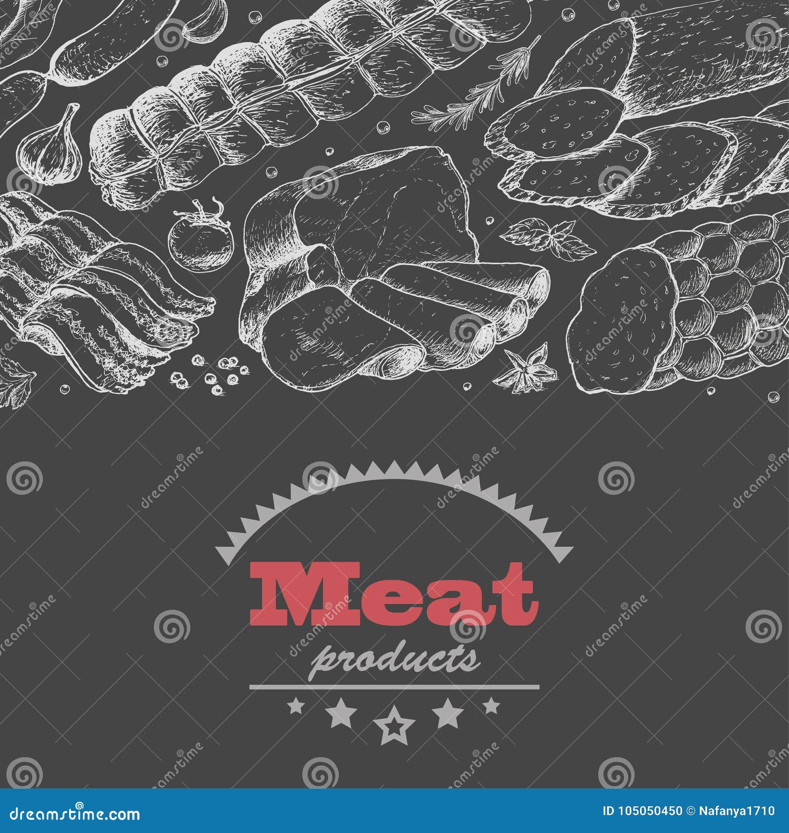 Vector Background with Meat Products Stock Vector - Illustration of ...