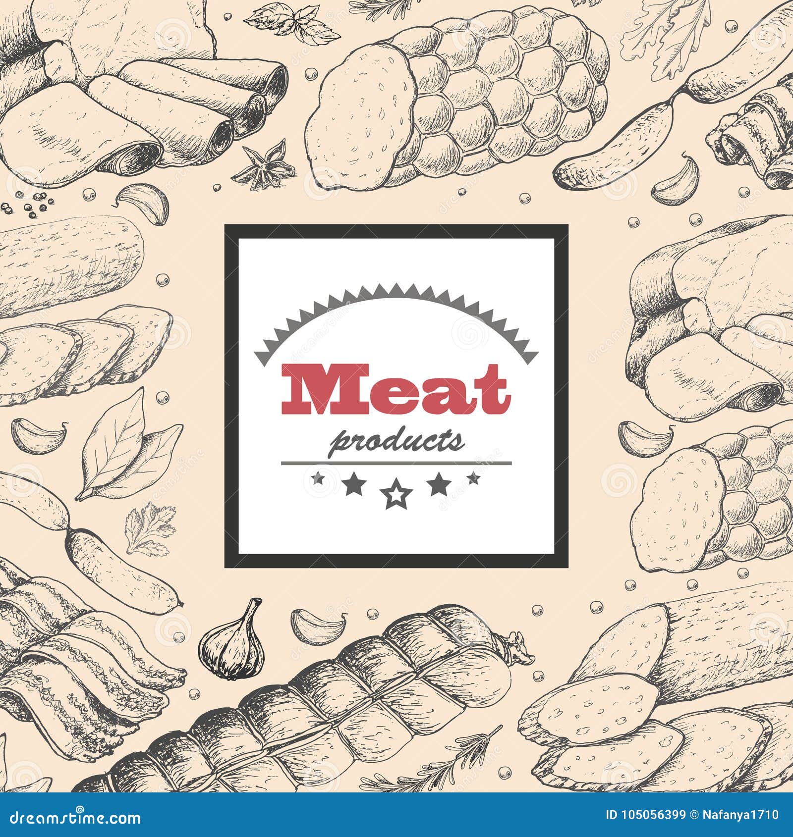 Vector Background with Meat Products Stock Vector - Illustration of ...
