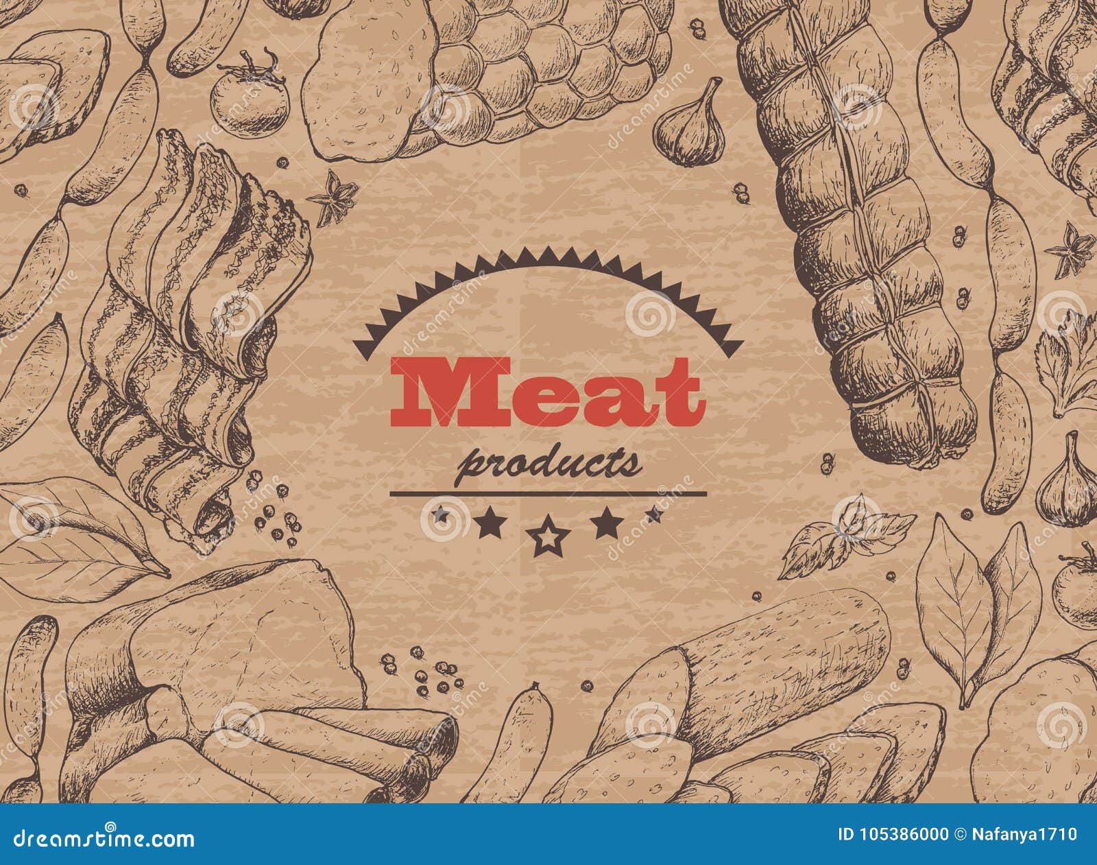 Vector Background with Meat Products Stock Vector - Illustration of ...