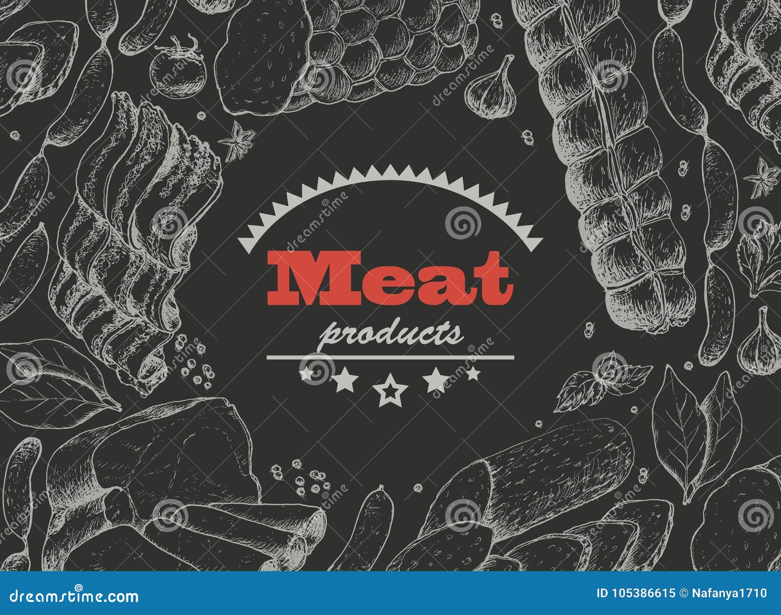 Vector Background with Meat Products Stock Vector - Illustration of ...