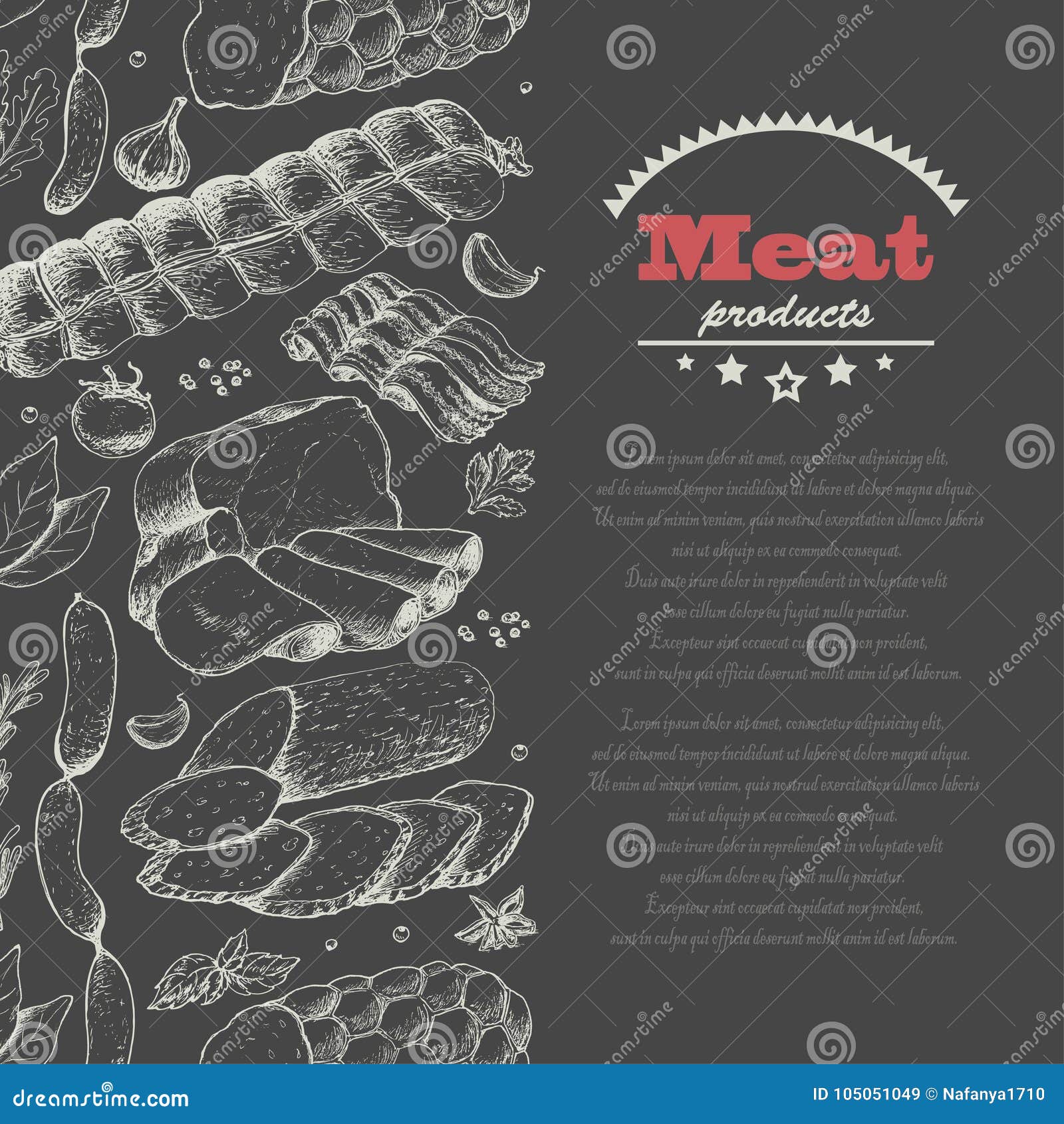 Vector Background with Meat Products Stock Vector - Illustration of ...