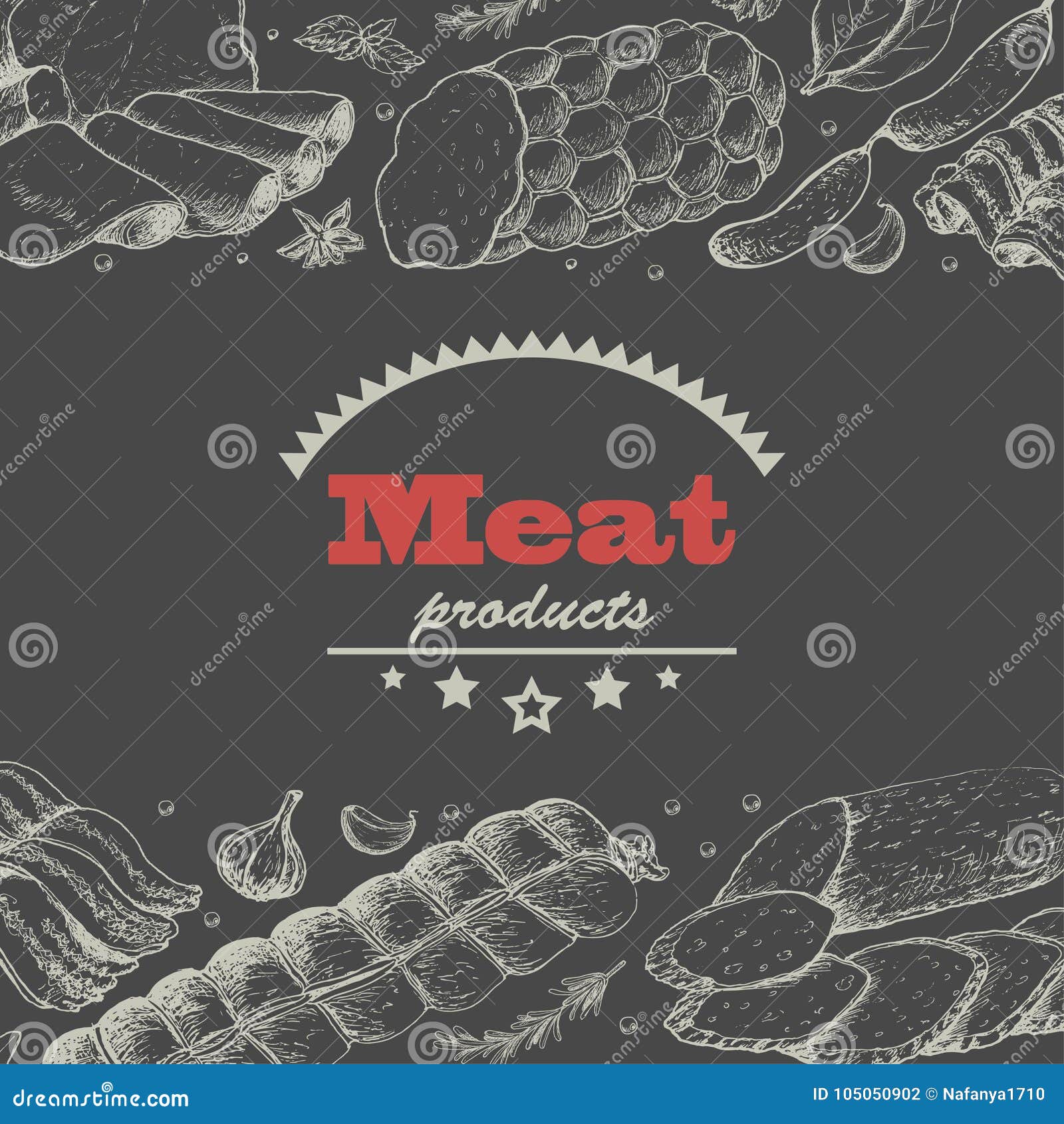 Vector Background with Meat Products Stock Vector - Illustration of ...