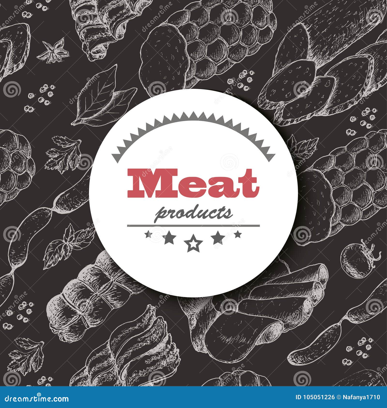 Vector Background with Meat Products Stock Vector - Illustration of ...