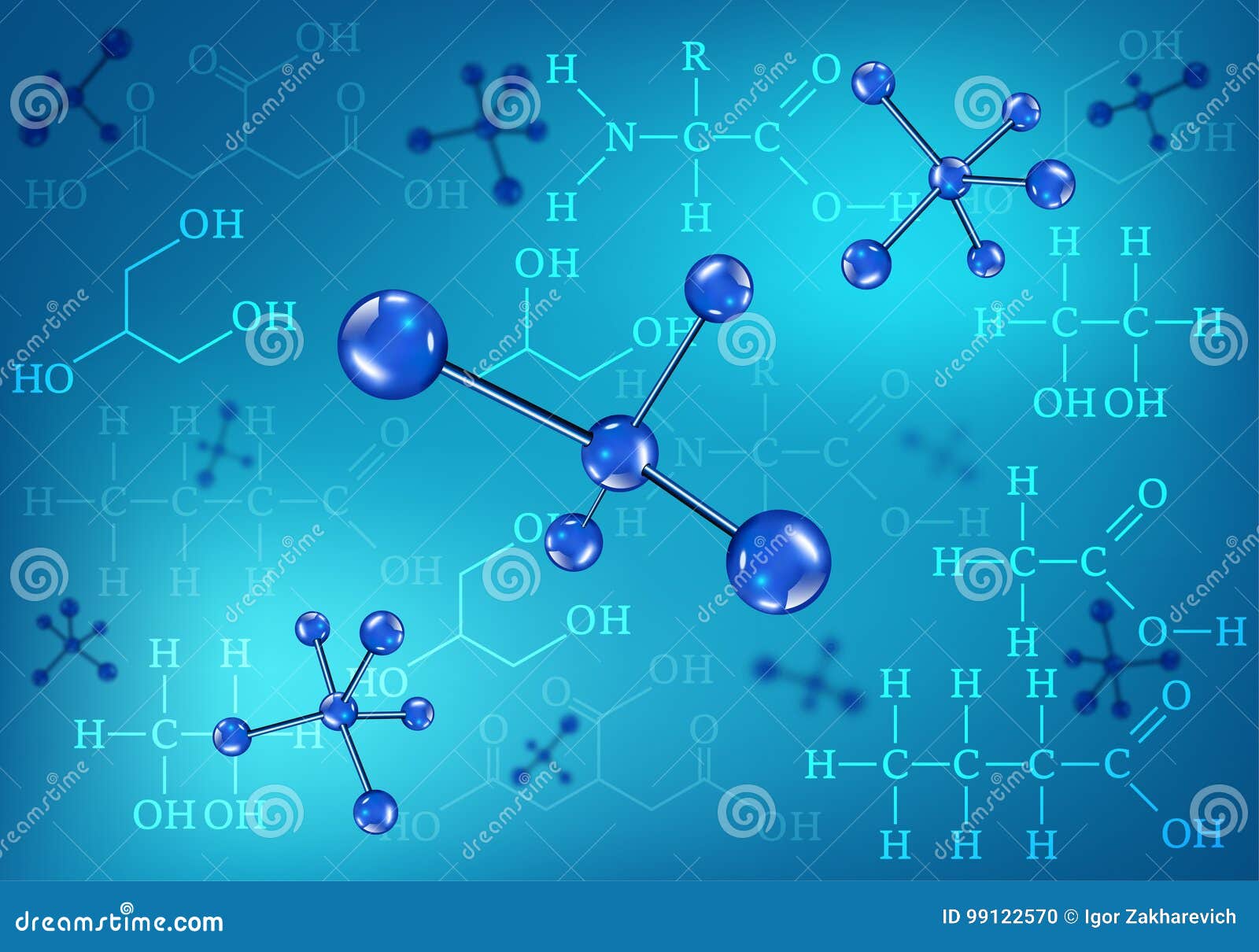 Molecules and Chemical Formulas Stock Illustration - Illustration of ...